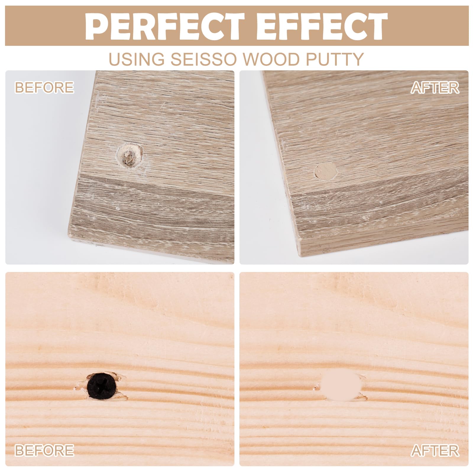 Snapklik.com : SEISSO White Oak Wood Filler Paintable, Stainable ...