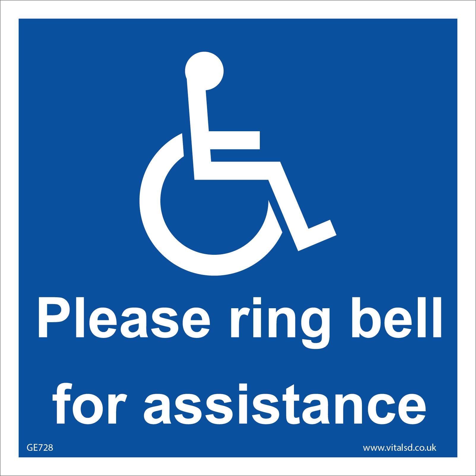 GE728 Please Ring Bell For Assistance Accessible Disabled Help Outdoor ...