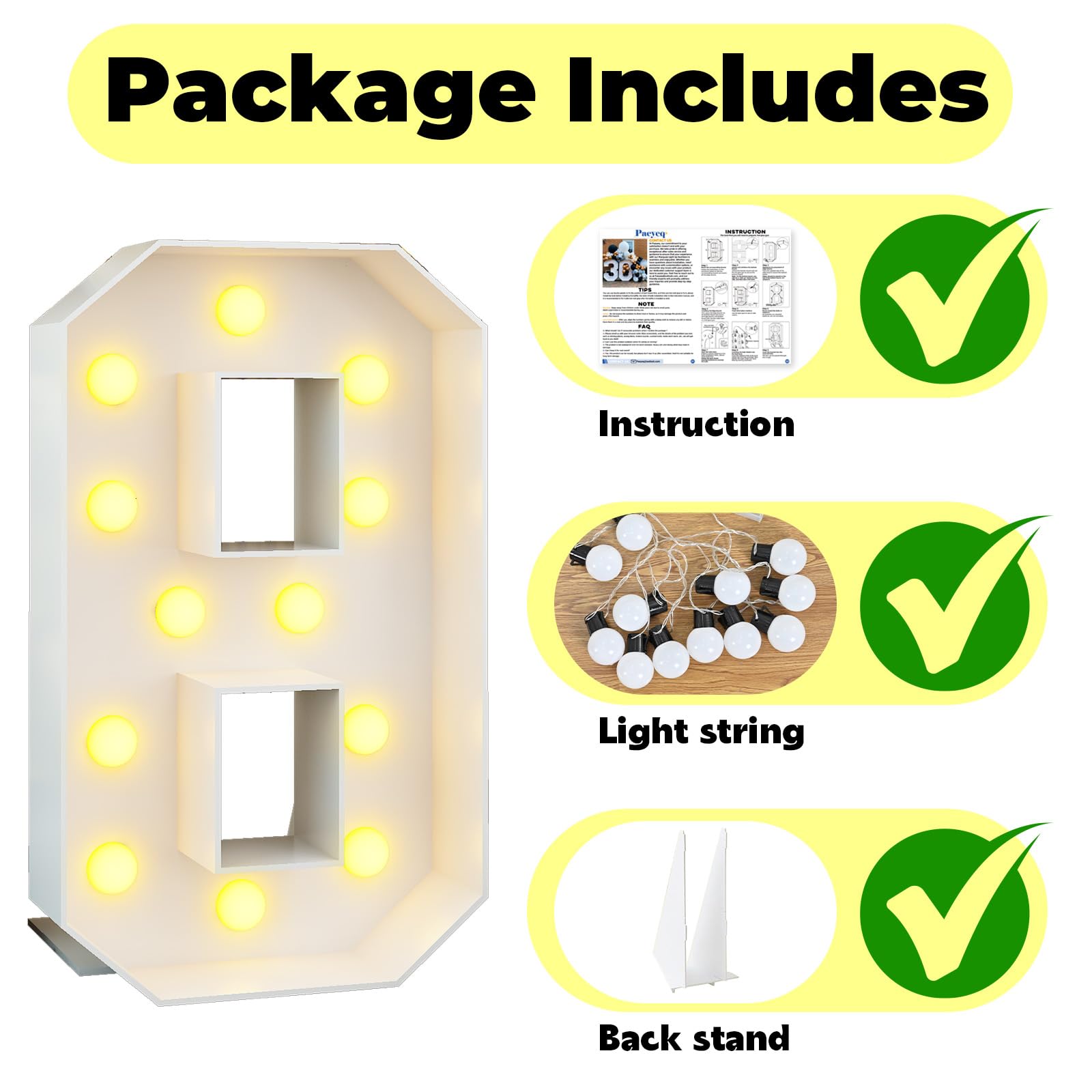 Snapklik.com : Light Up Number 8 White Large Marquee 4ft Numbers