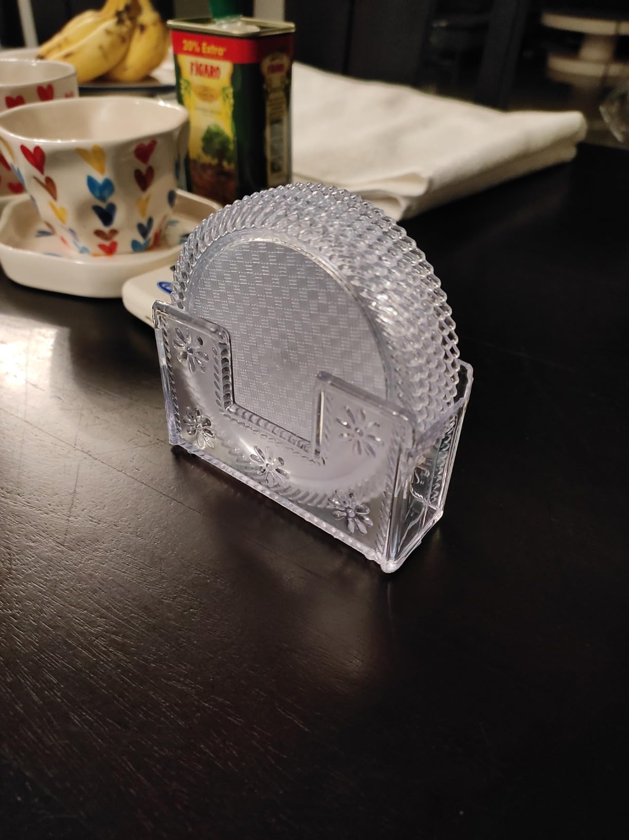 aaKaR Plastic - Tea Style (Clear) - Coaster With Stand - Set Of 6 ...