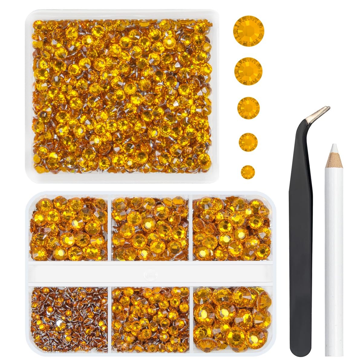 Amazon.com: qiipii 2 Boxes Orange Yellow Resin Rhinestones 2mm-6mm ...