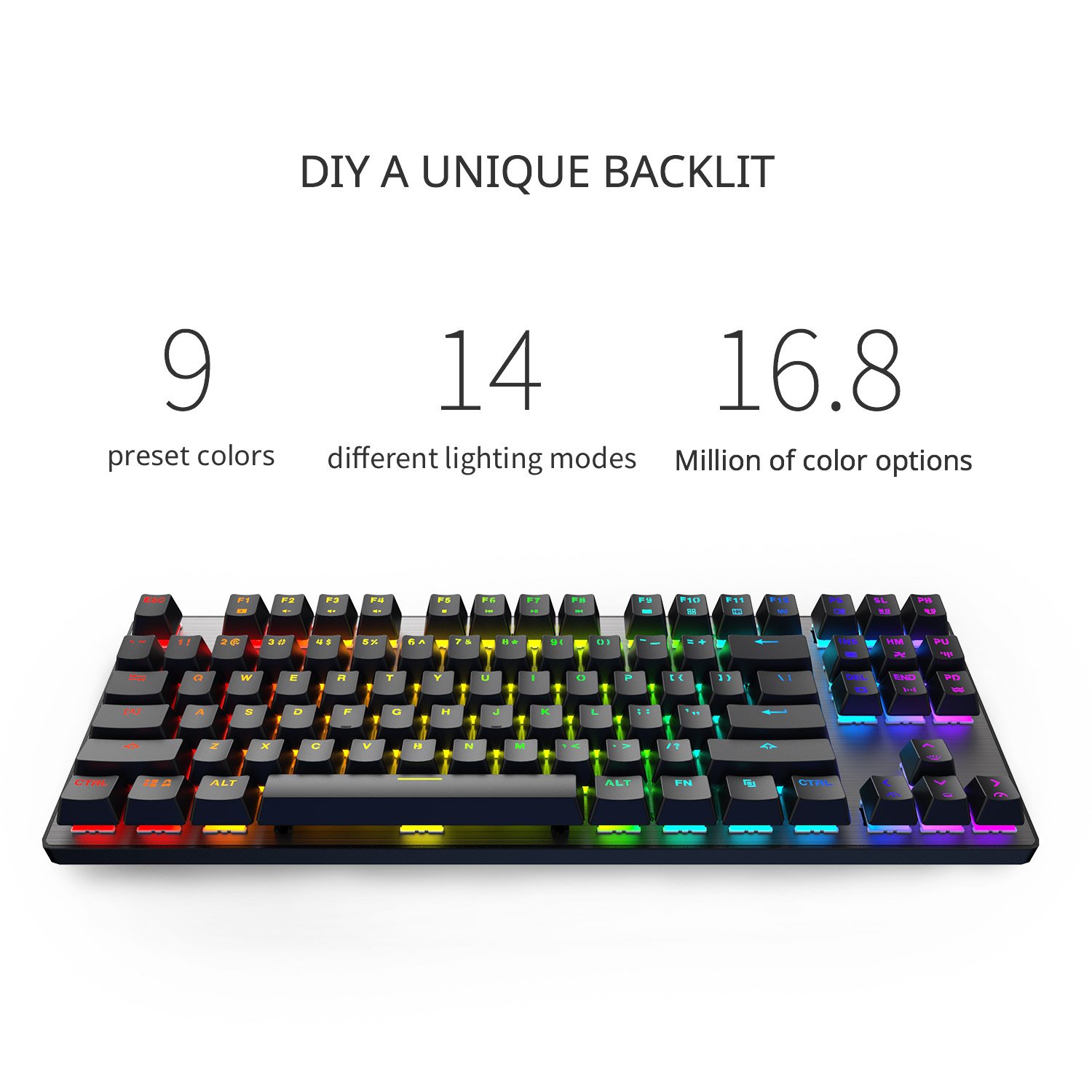 DREVO Tyrfing 87 Key V2 Mechanical Gaming Keyboard US Layout Tenkeyless ...
