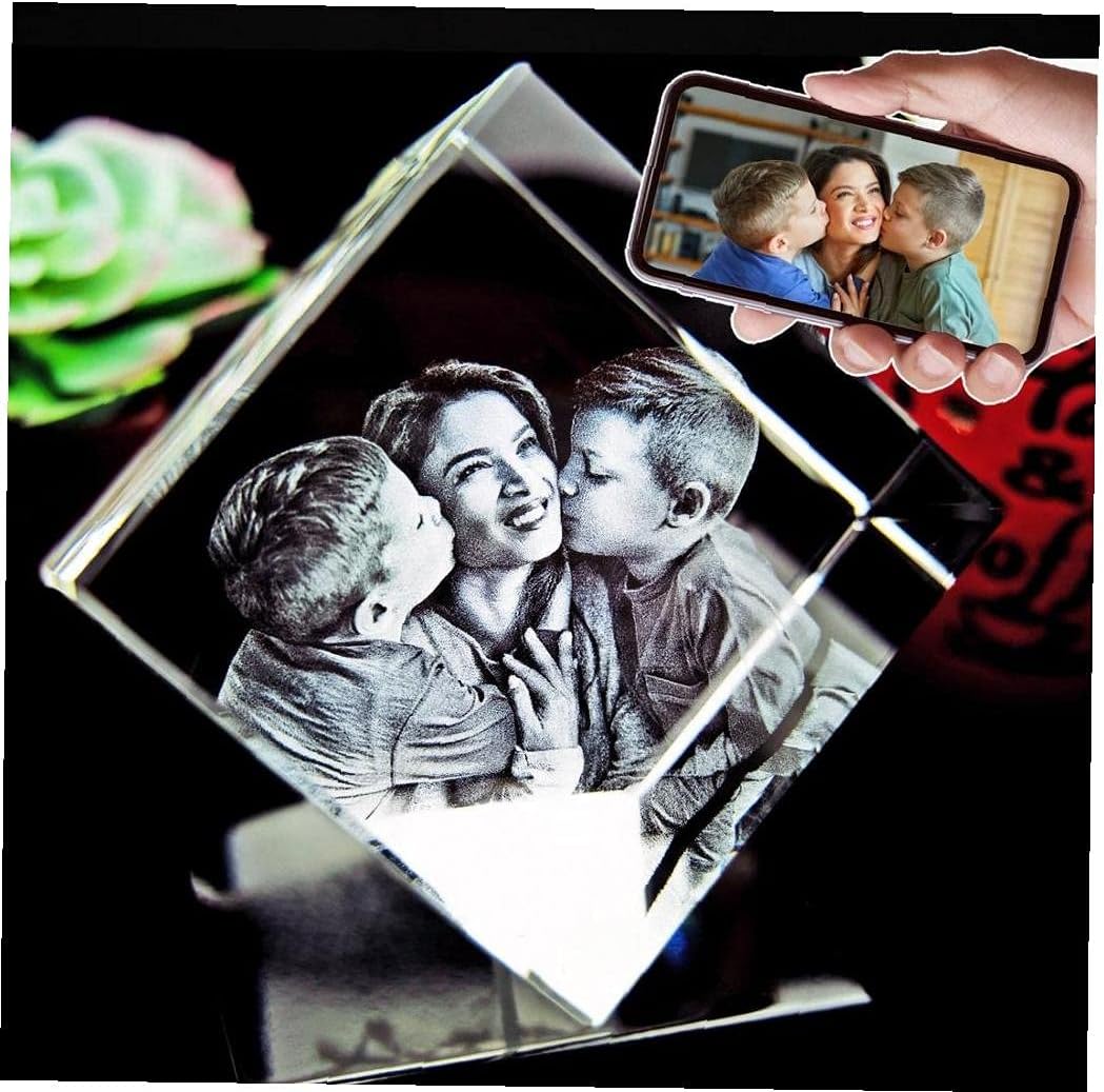 Rotating photo cube for 6 photos floating photo cube photo holder ...
