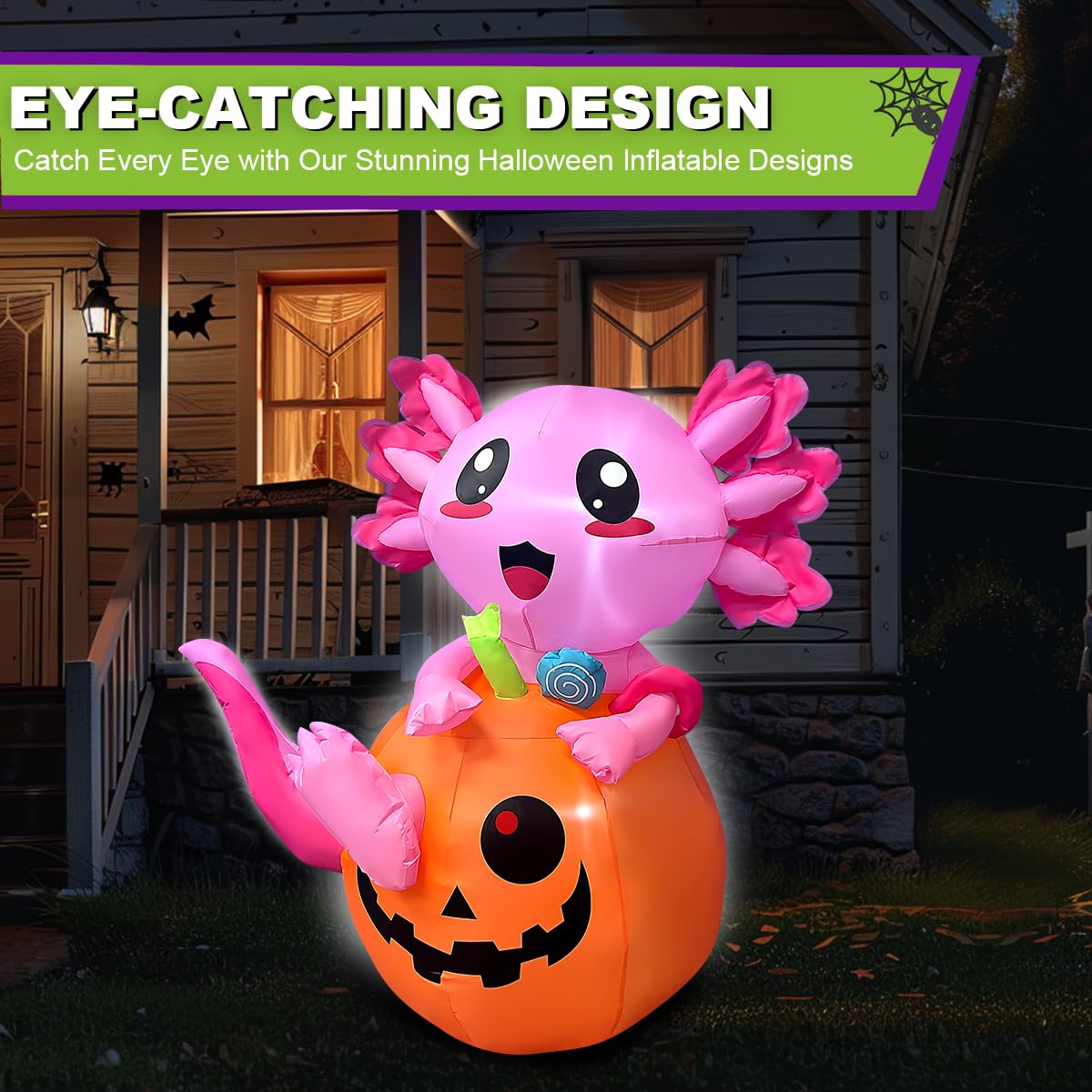 Snapklik.com : 5FT Halloween Inflatable Pumpkin Axolotl Decorations ...