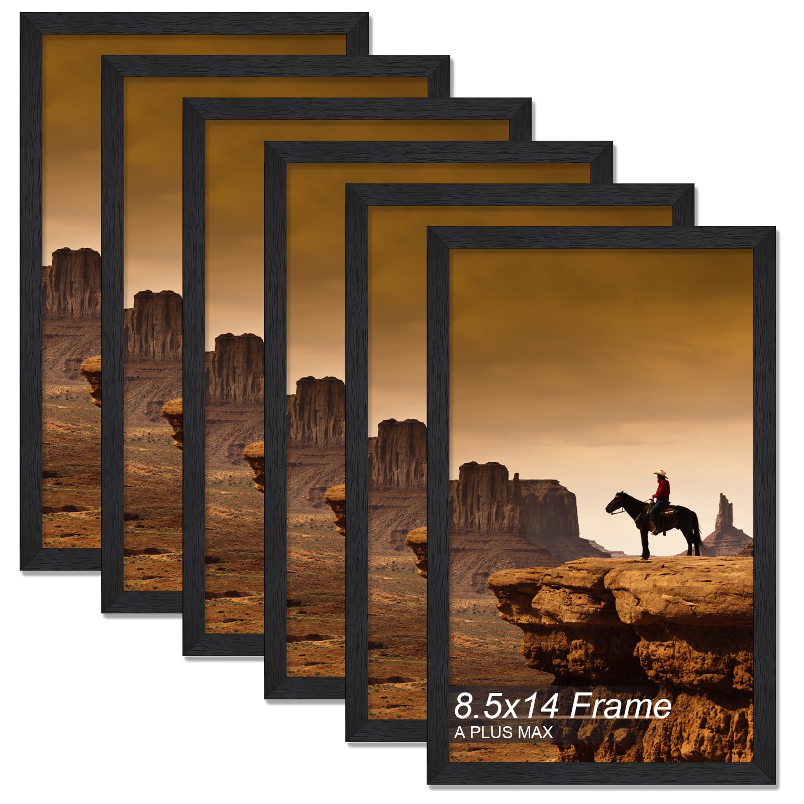 Amazon.com - A PLUS MAX 8.5x14 Picture Frame Set of 6, Black Engineered ...