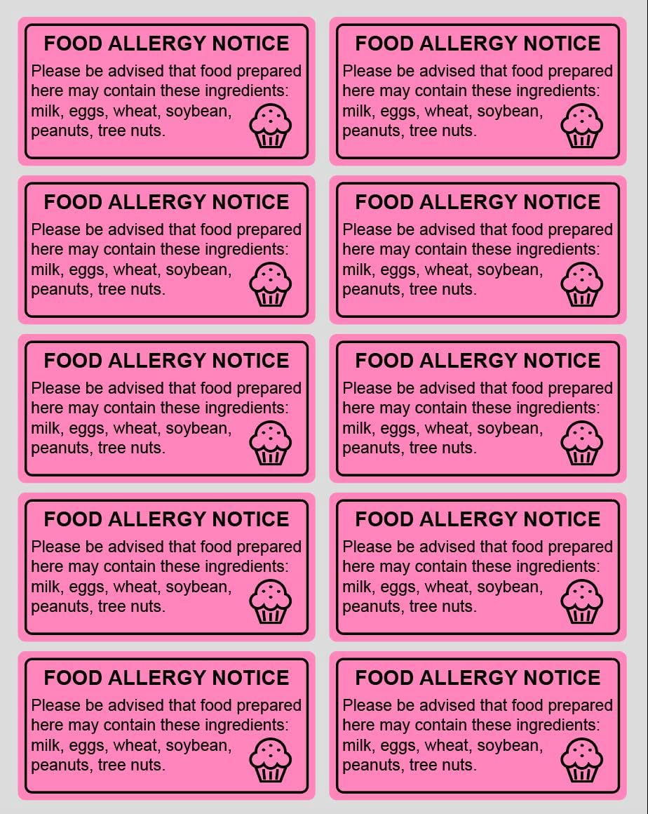 Amazon.com : 1x2 inch 500PCS Food Allergy Warning Labels Allergies ...