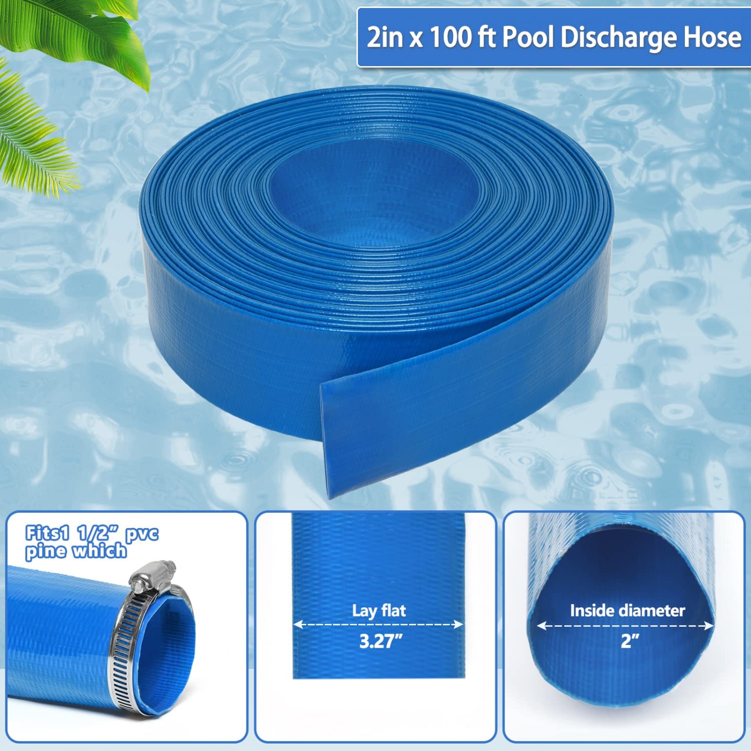 Snapklik.com : Gonioa 2 Inches X 100 FT Heavy-Duty PVC Swimming Pool ...