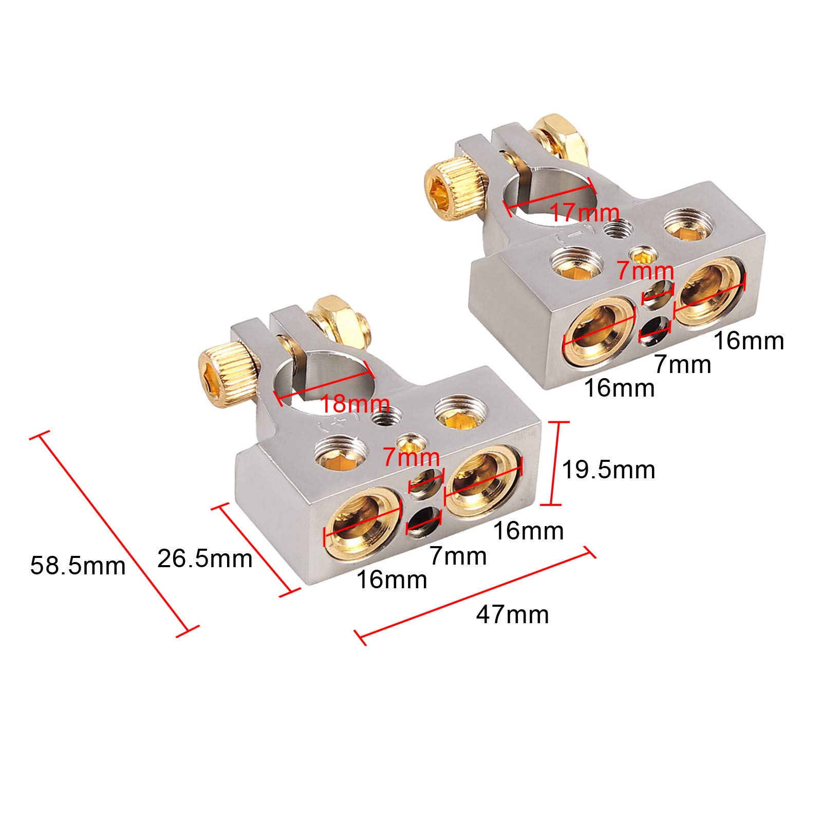 eSynic 2PCs Waterproof Car Battery Terminals 0/4/8/10 Gauge AWG Heavy ...