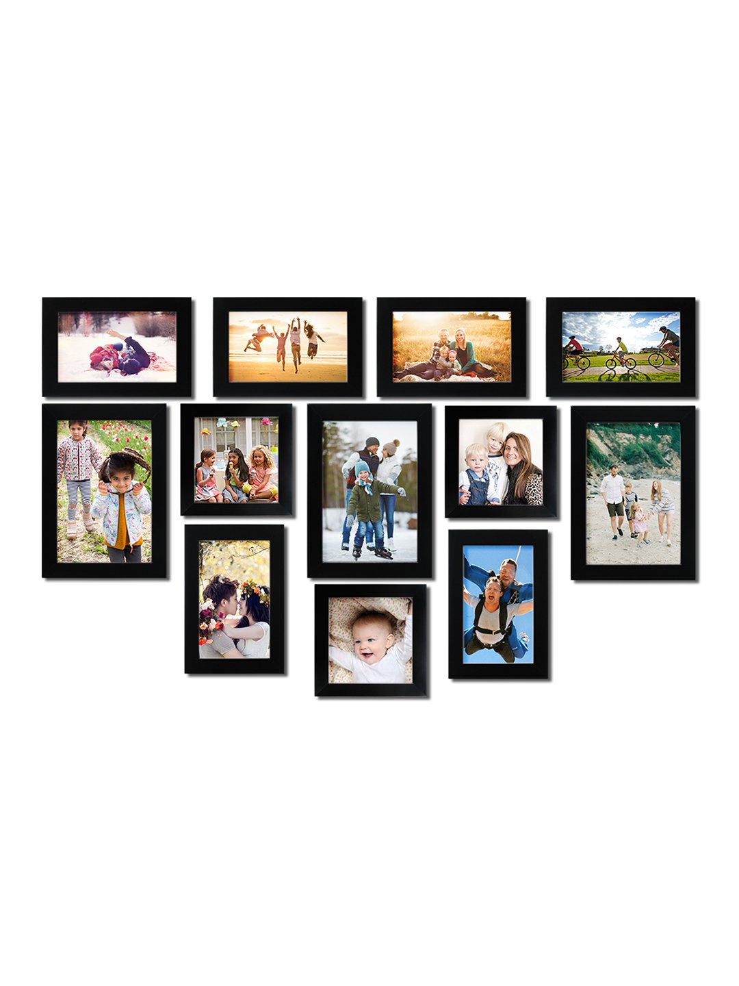RANDOM Set of 12 Individual Photo frames (5"X7"-3, 4"X6"-6, 5"X5"-3 ...