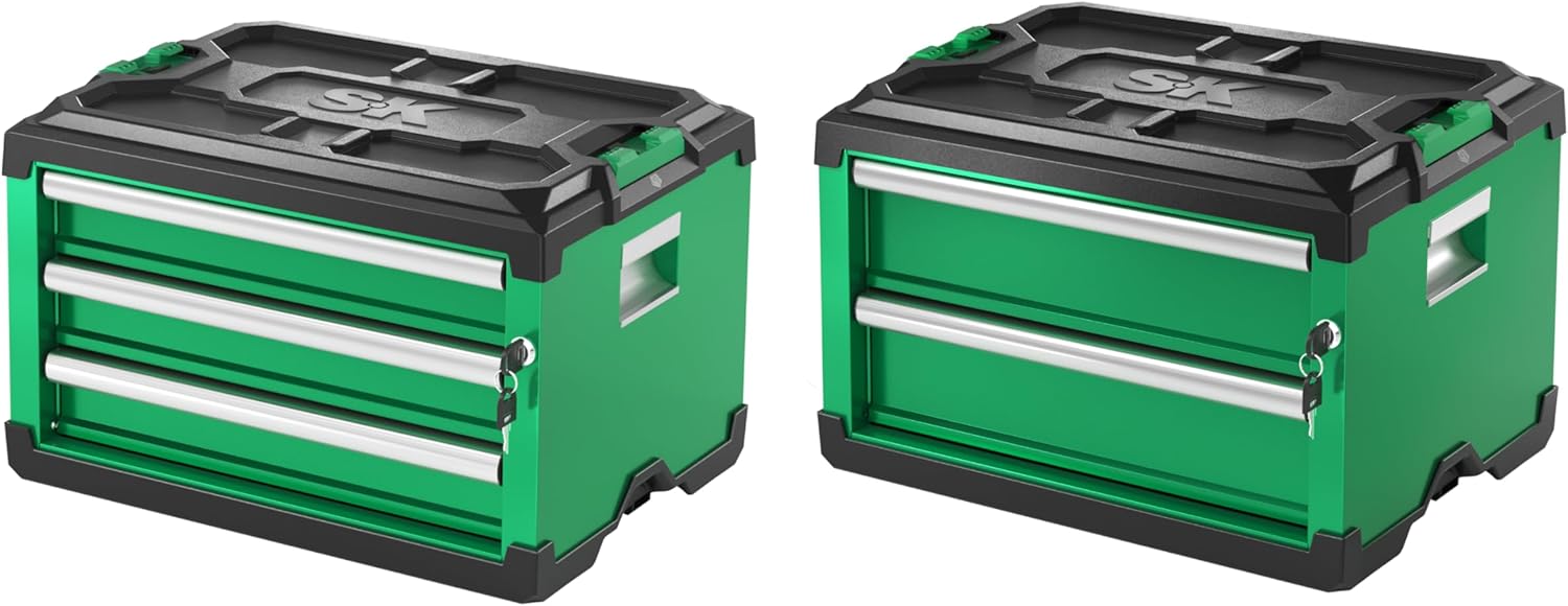 SK Modular Stackable Storage Tool Boxes, 20.5 Inch, 3-Drawer Steel Box ...