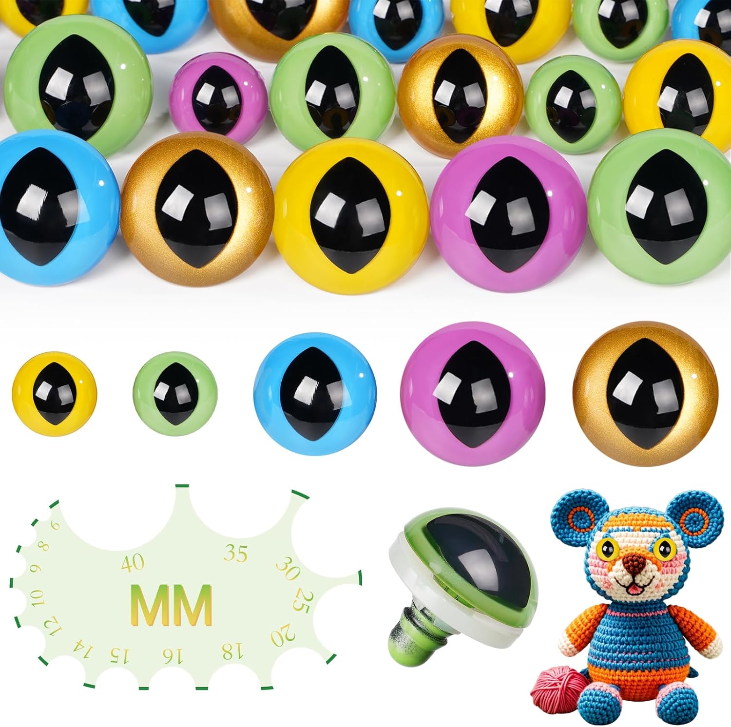Amazon.com: MUCUNNIA 30pcs 20-30mm Plastic Safety Eyes for Amigurumi ...