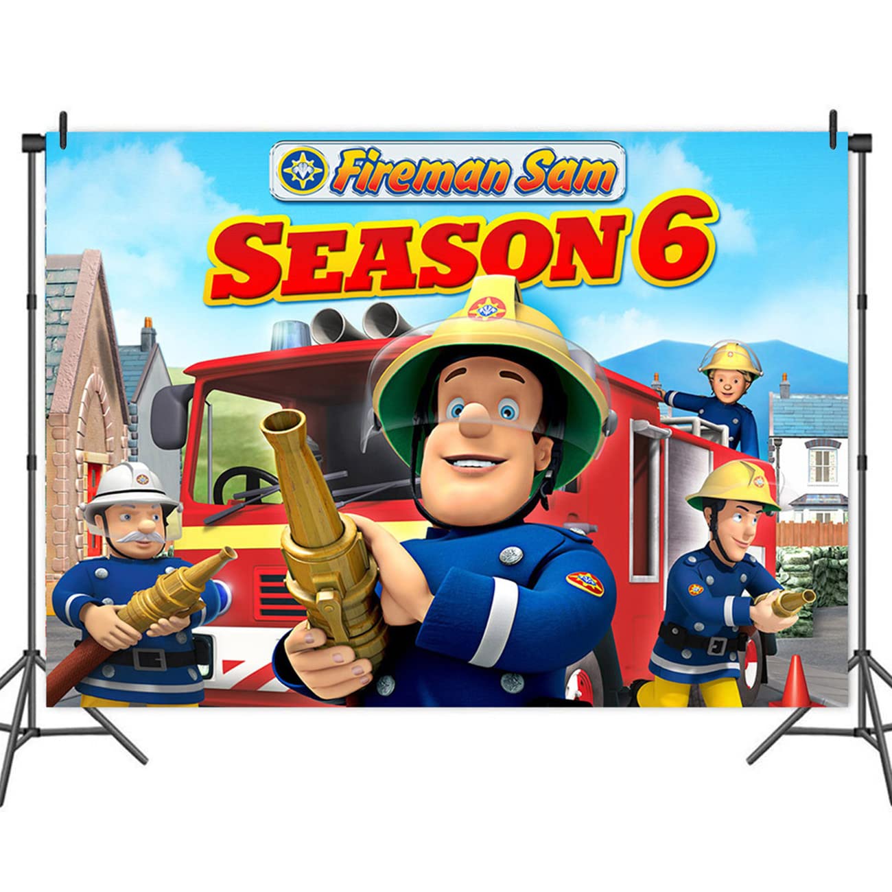 Buy Fireman Sam Birthday Party Backdrop Decorations, Tomicy Fireman ...
