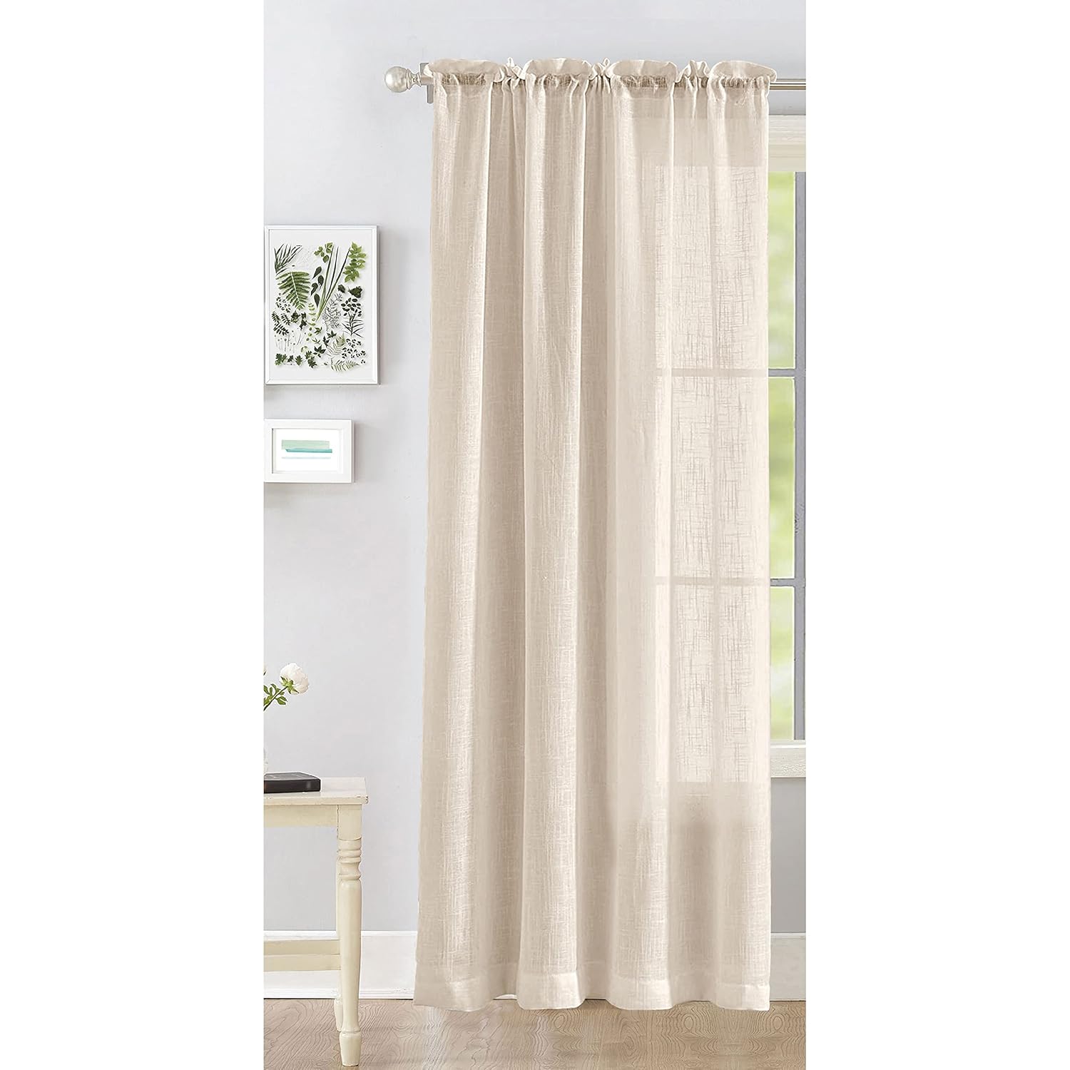 Buy HOMEMONDE Cotton Sheer Curtains 7 Feet Long with Top Rod Pocket ...