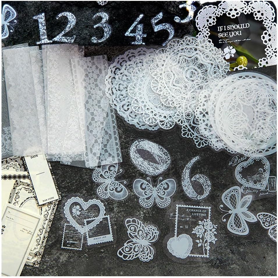 Amazon.com: Vilikya 110pcs White Lace Stickers for Scrapbooking ...