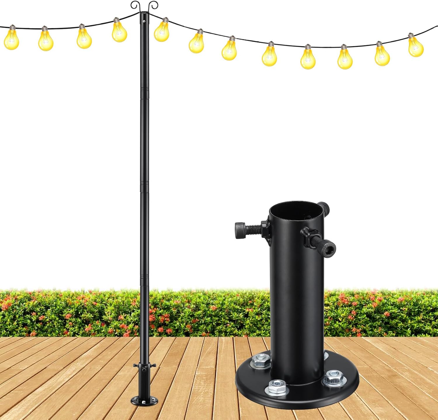 Amazon.com: CALCHELE String Light Poles for Outside, 9 FT Light Poles ...