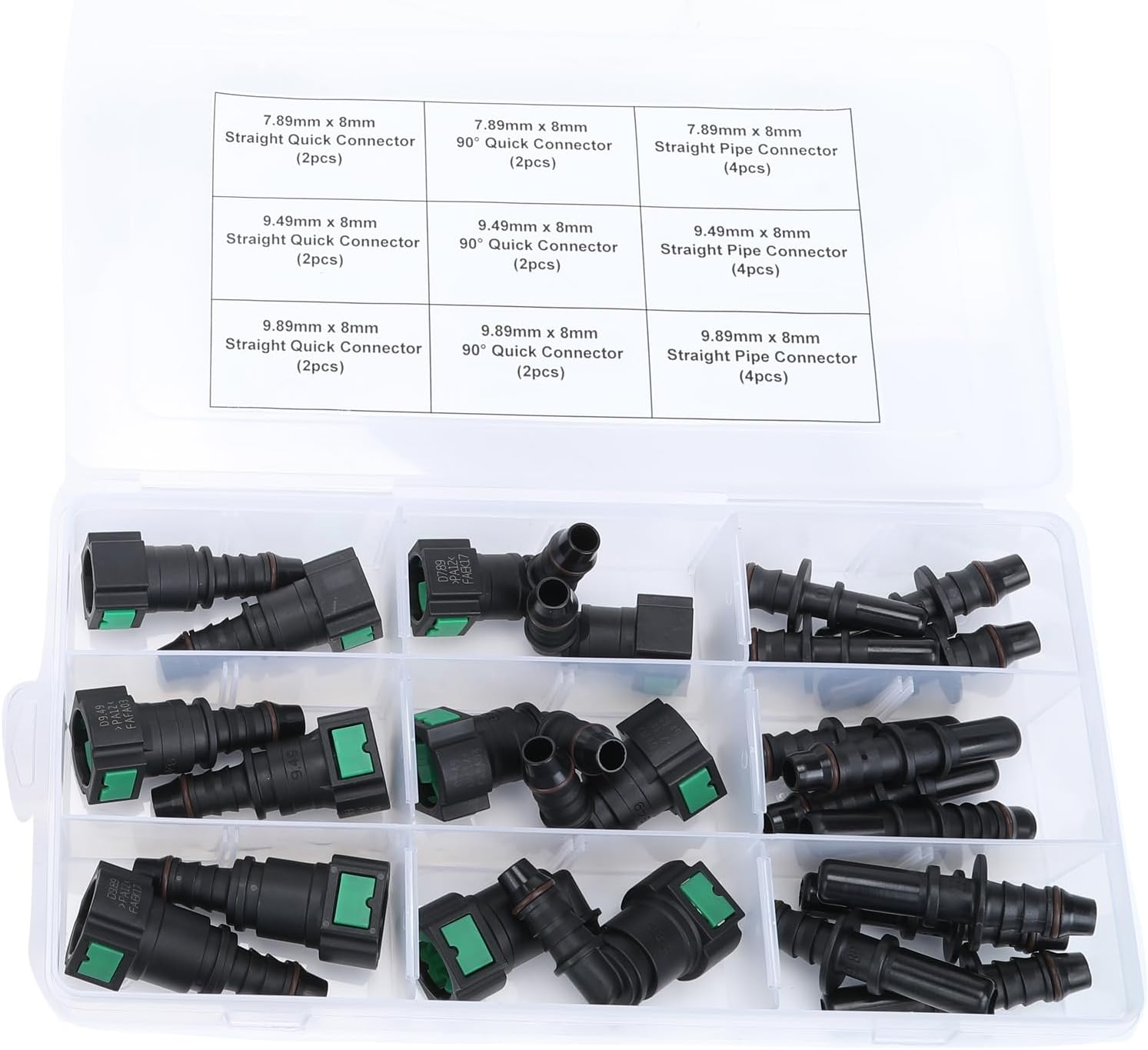AC PERFORMANCE 24PCS Assorted Fuel Line Quick Connector Kit, SAE 7.89mm ...