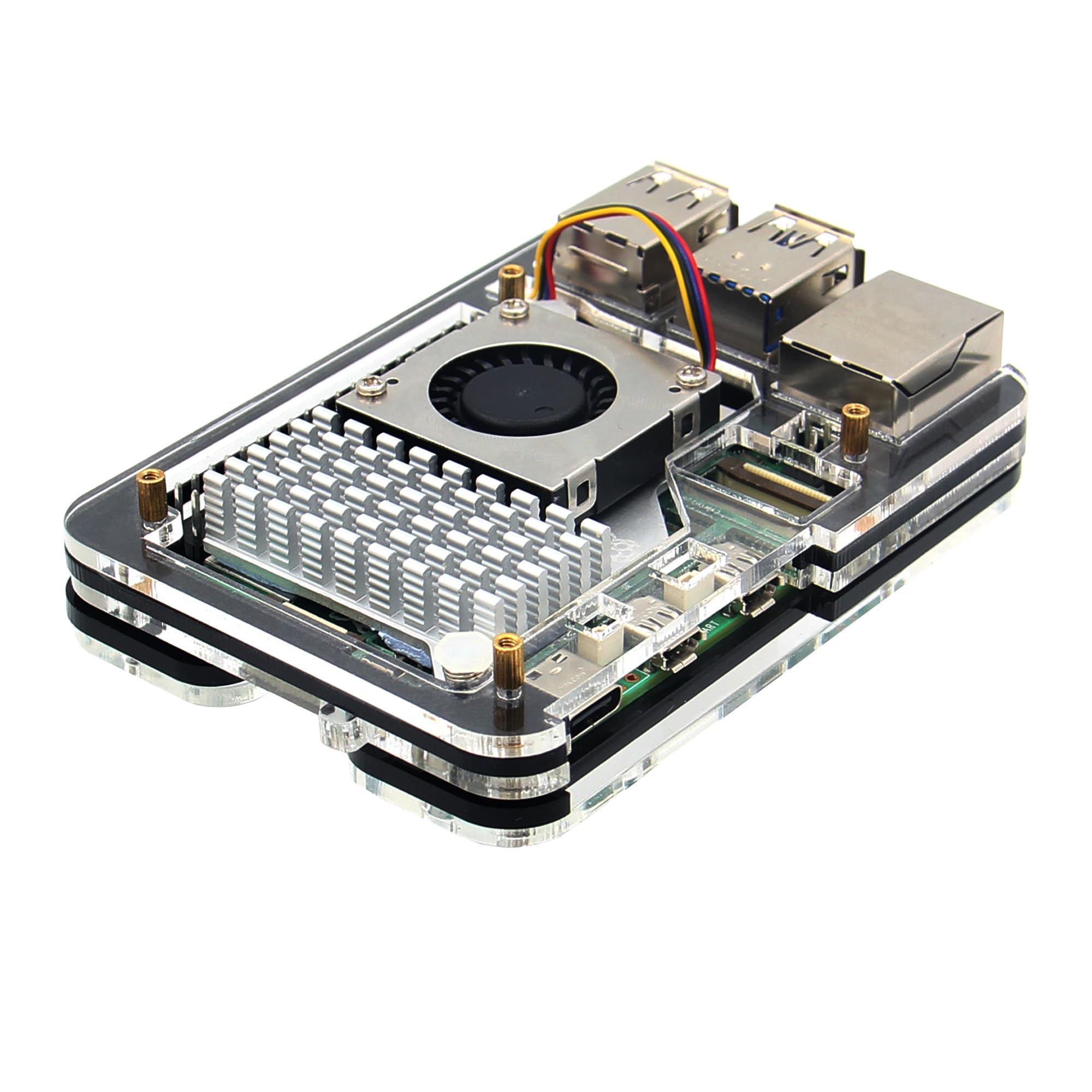 Geekworm Raspberry Pi 5 Acrylic Case with Official Active Cooler – BigaMart