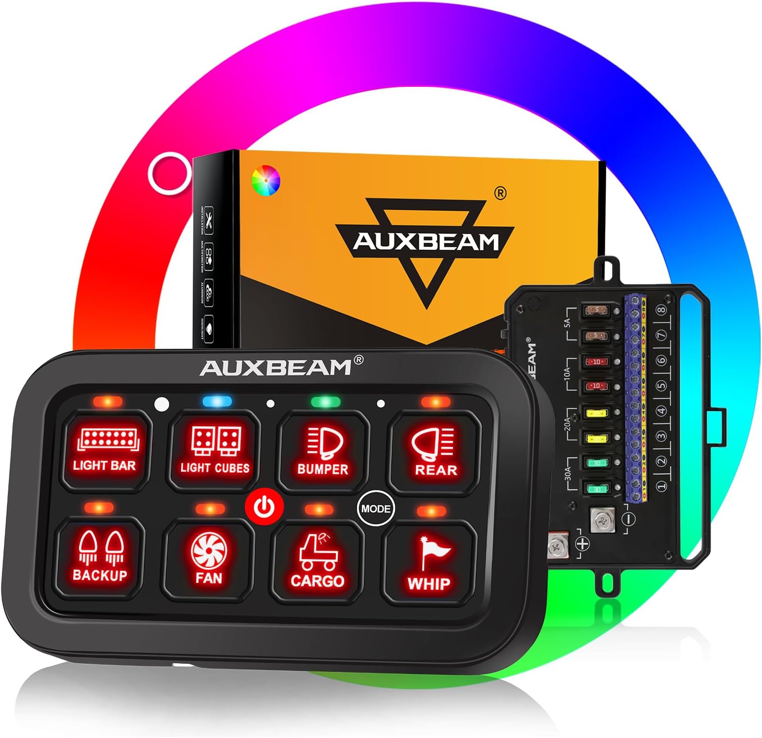 Amazon.com: Auxbeam 8 Gang Switch Panel RA80 Auto-Dimmable RGB Switch ...