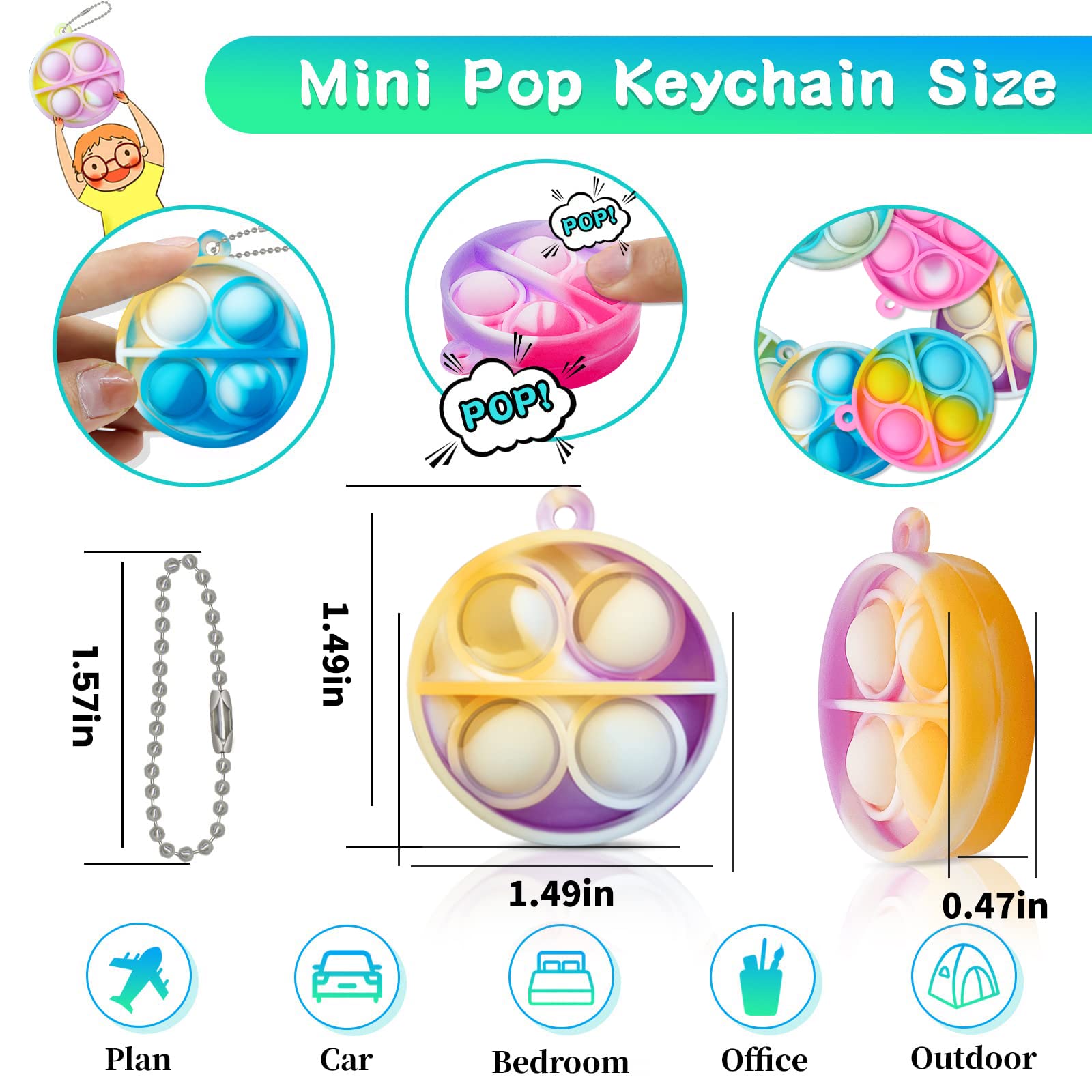 Snapklik.com : Pop Keychain Fidget Toys, 30 Pcs Pop Keychain Fidget ...