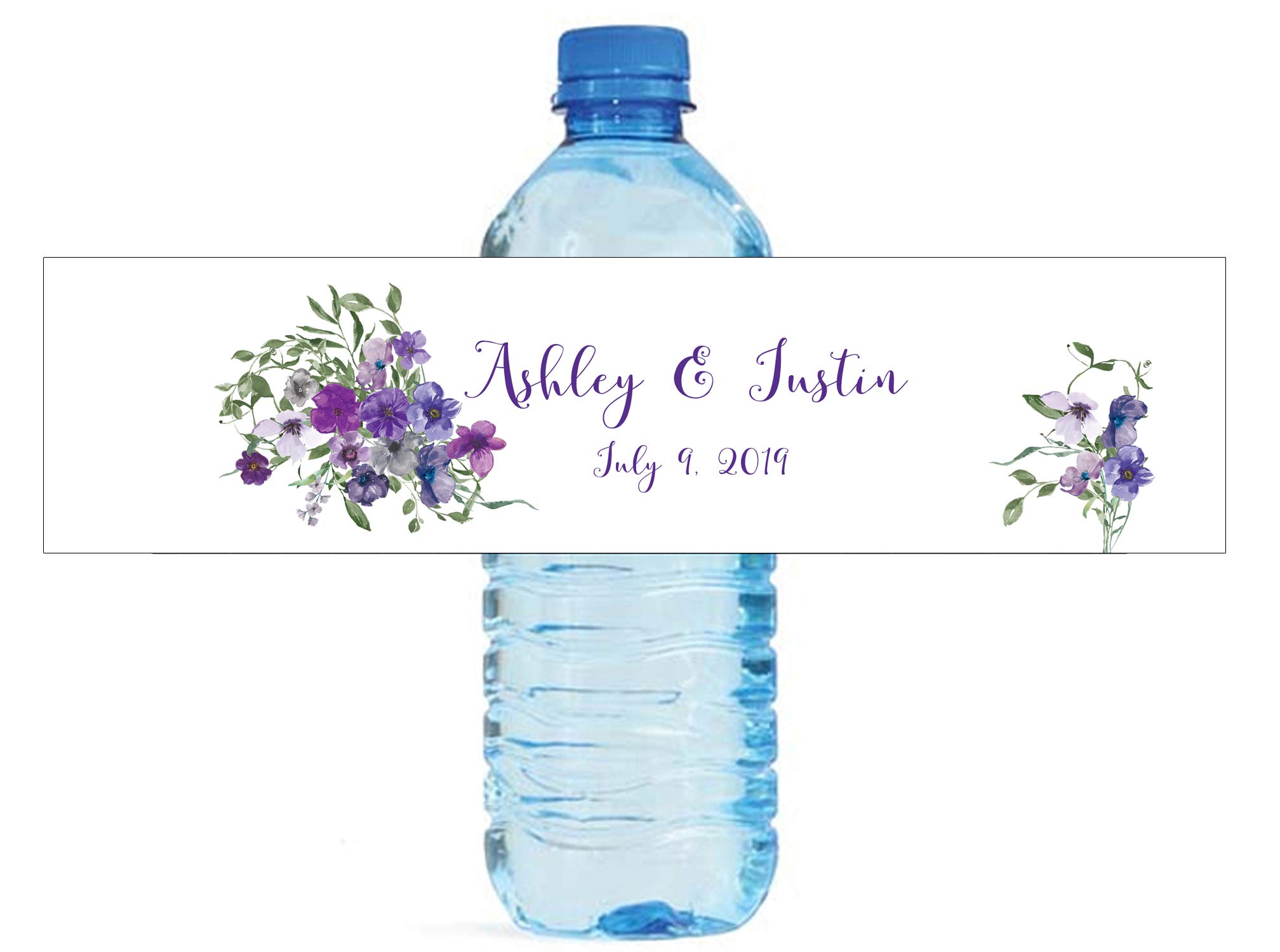 Amazon.com: Purple Floral Themed Water Bottle Labels Easy to use and ...