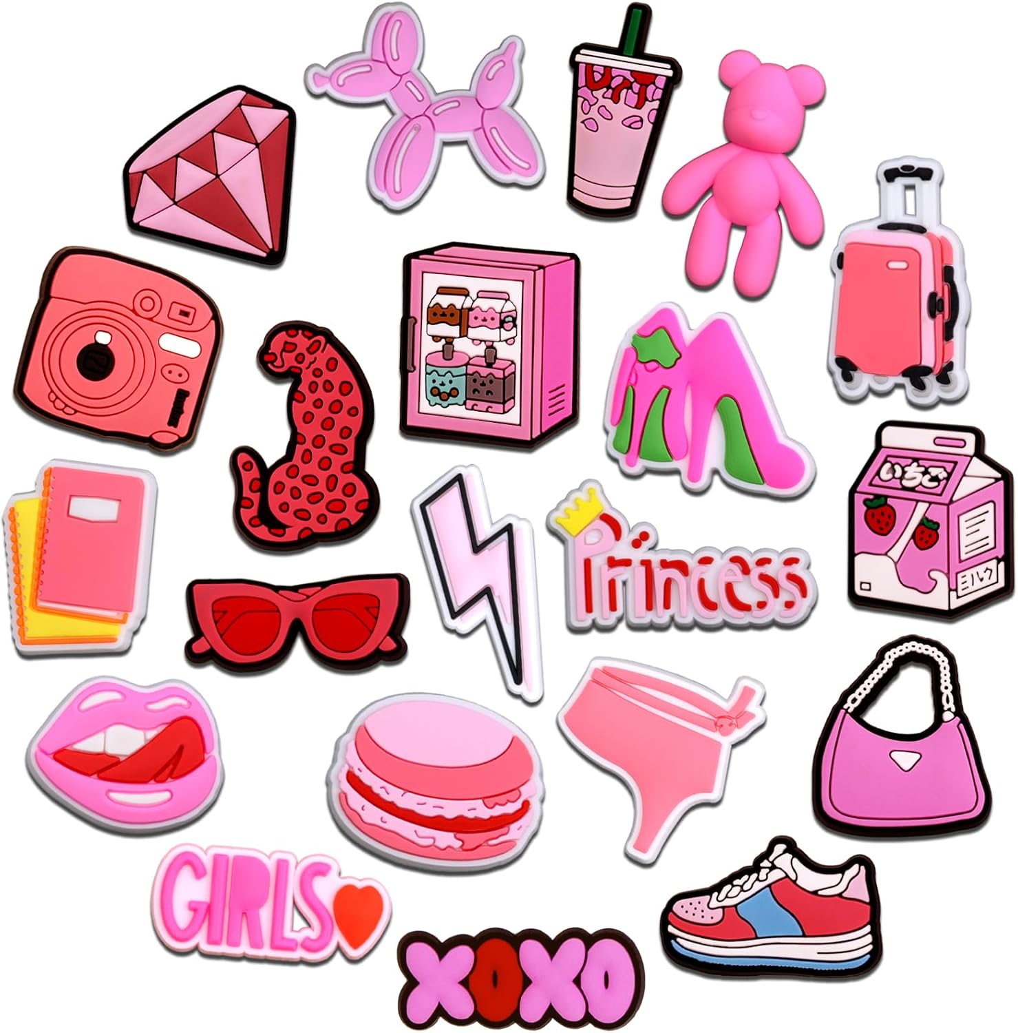 Yezmo 20 PCS Pink Preppy Shoe Charms for Girls for Croc, Girly ...