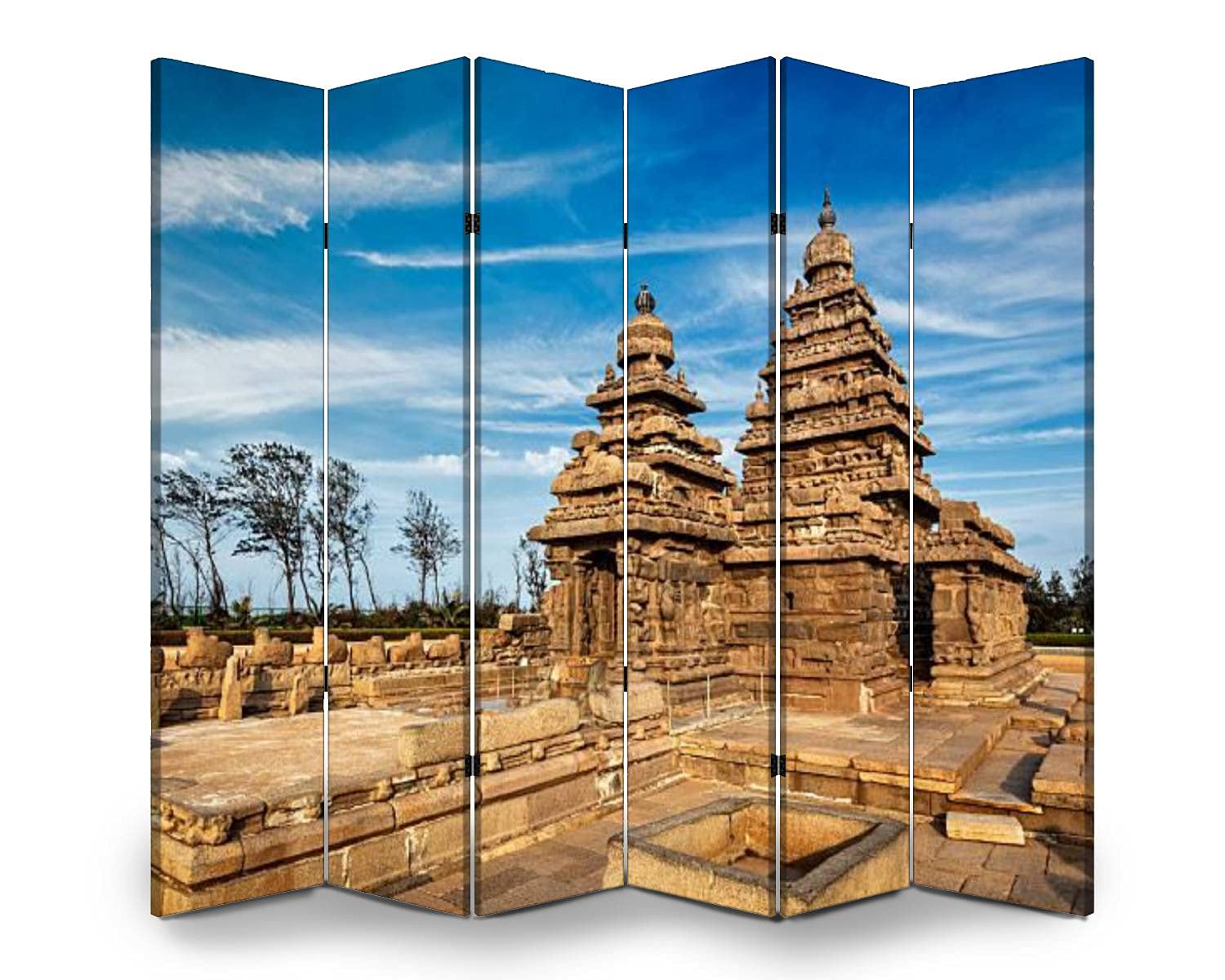 Buy 6 Panels Room Divider Screen Partition Shore Temple World Heritage ...