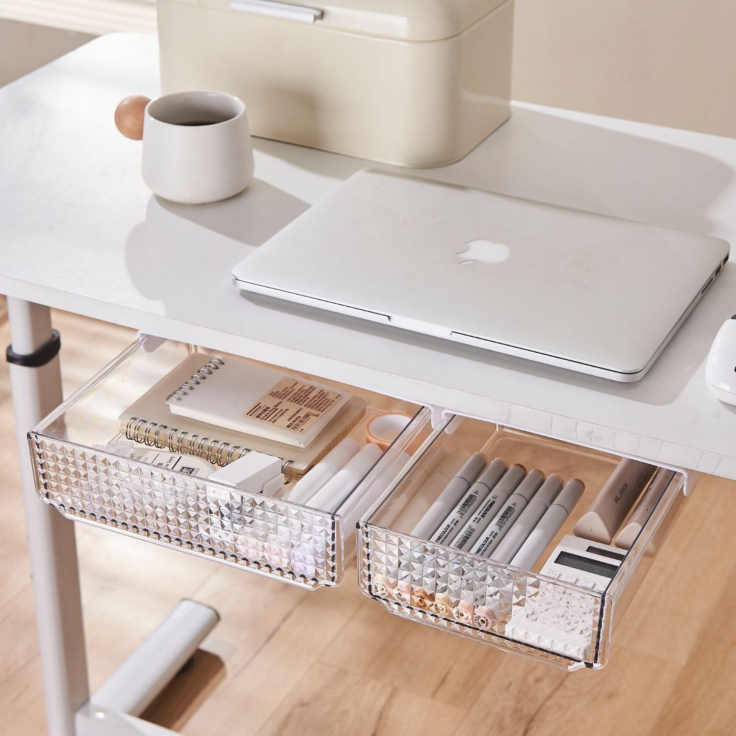 Amazon.com: Yourkhan 2Pack Under Desk Drawer Organizer, Self Adhesive ...