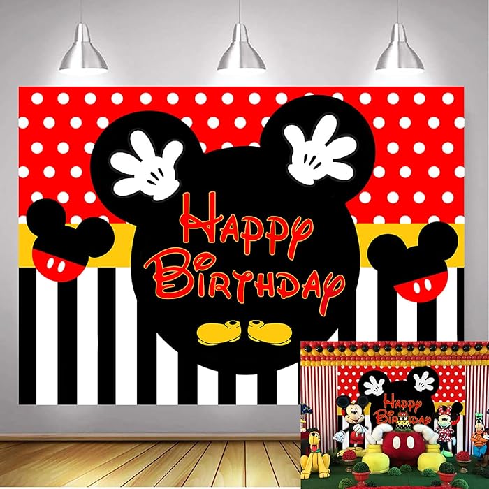 Buy Betta Mickey Mouse Photo Backdrop Mickey Happy Birthday Backdrop ...