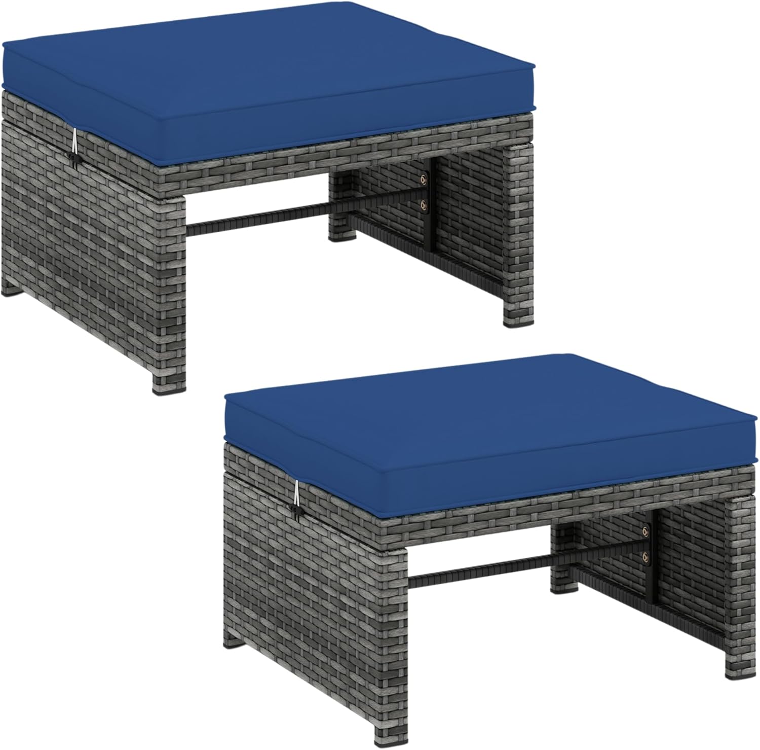 Amazon.com : CHEFJOY Outdoor Ottomans, Set of 2 PE Rattan Foot Stool w ...