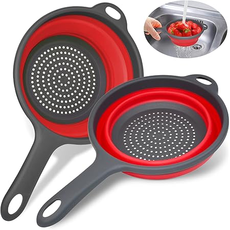 Amazon.com: Silicone Collapsible Colander Set, Nanateer Large Kitchen ...