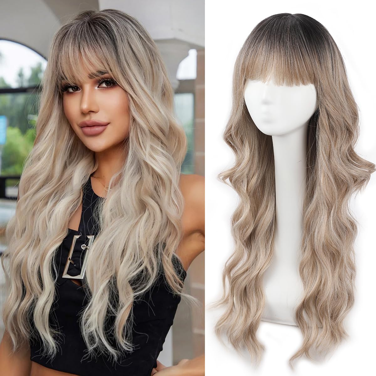 Amazon.com : Talkyo Party Hair Wig Full Wigs Womens Blonde Long Wavy ...