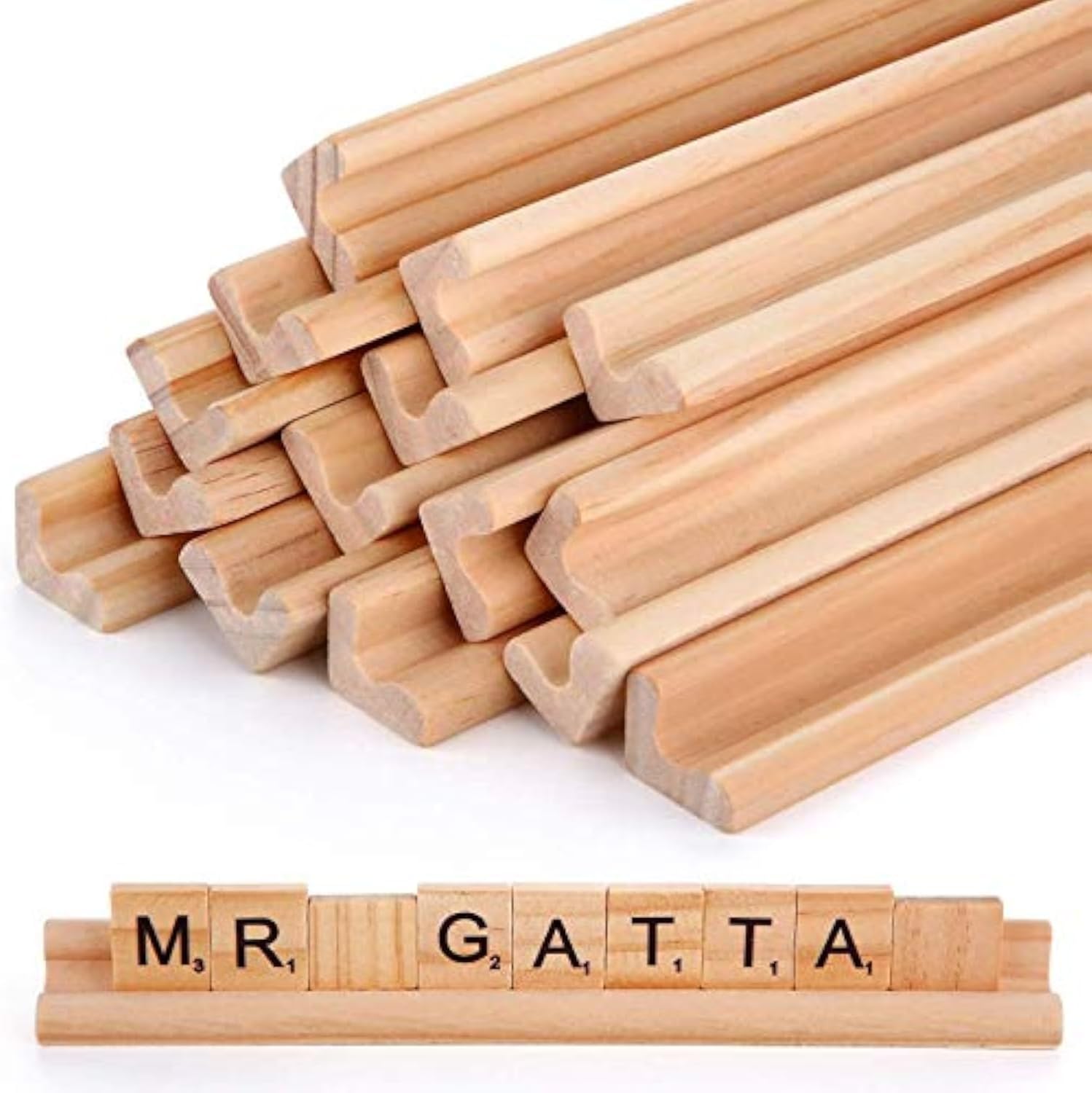 Amazon.com: Gejoy 16 Pcs Wooden Tile Holders Letter Tray Racks ...