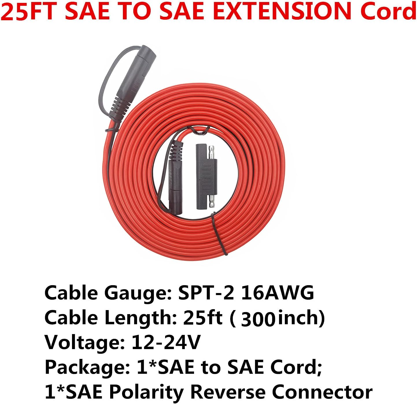 Buy Trickle Charger Extension Cord 25FT - SAE to SAE Connector Cable ...