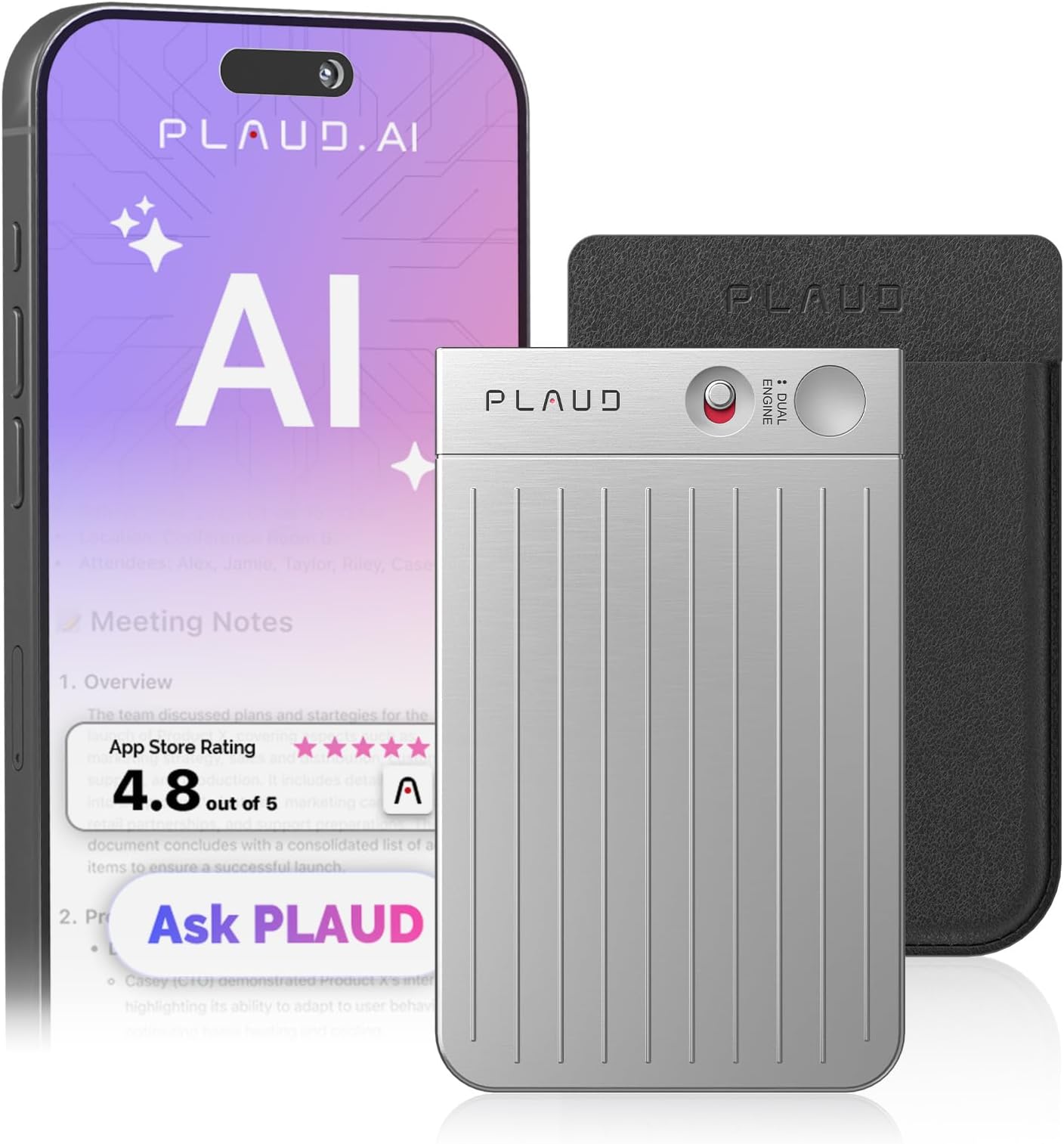 Amazon.com: PLAUD NotePin AI Voice Recorder w/App Control, AI Notetaker ...