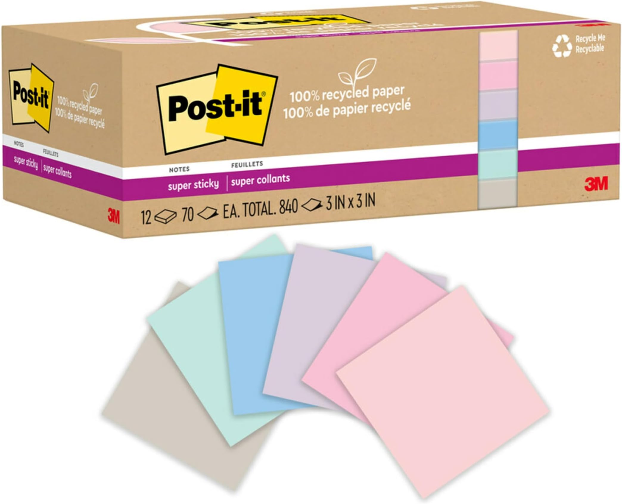 Amazon.com : Staples Stickies 3" x 3" Assorted Watercolor Pop-Up Notes ...