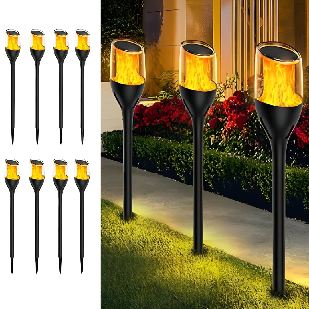 hardoll Solar Light Outdoor 12 LED Flickering Mashaal Flame Light Self ...
