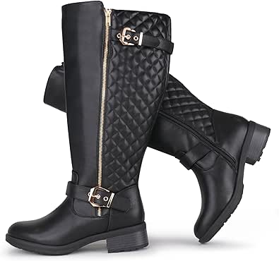 Amazon.com | Chicblooms Women's Extra Wide Calf Knee High Riding Boots ...