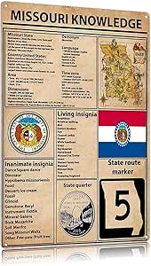 Amazon.com: JIUFOTK Missouri Knowledge Metal Tin Signs Missouri ...