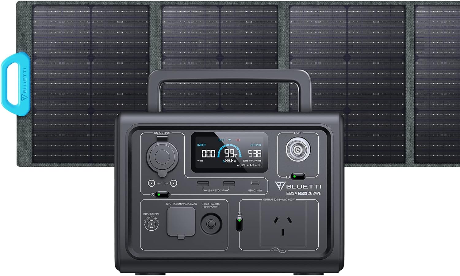 BLUETTI Solar Generator EB3A with PV120 Solar Panel Included, 268Wh ...