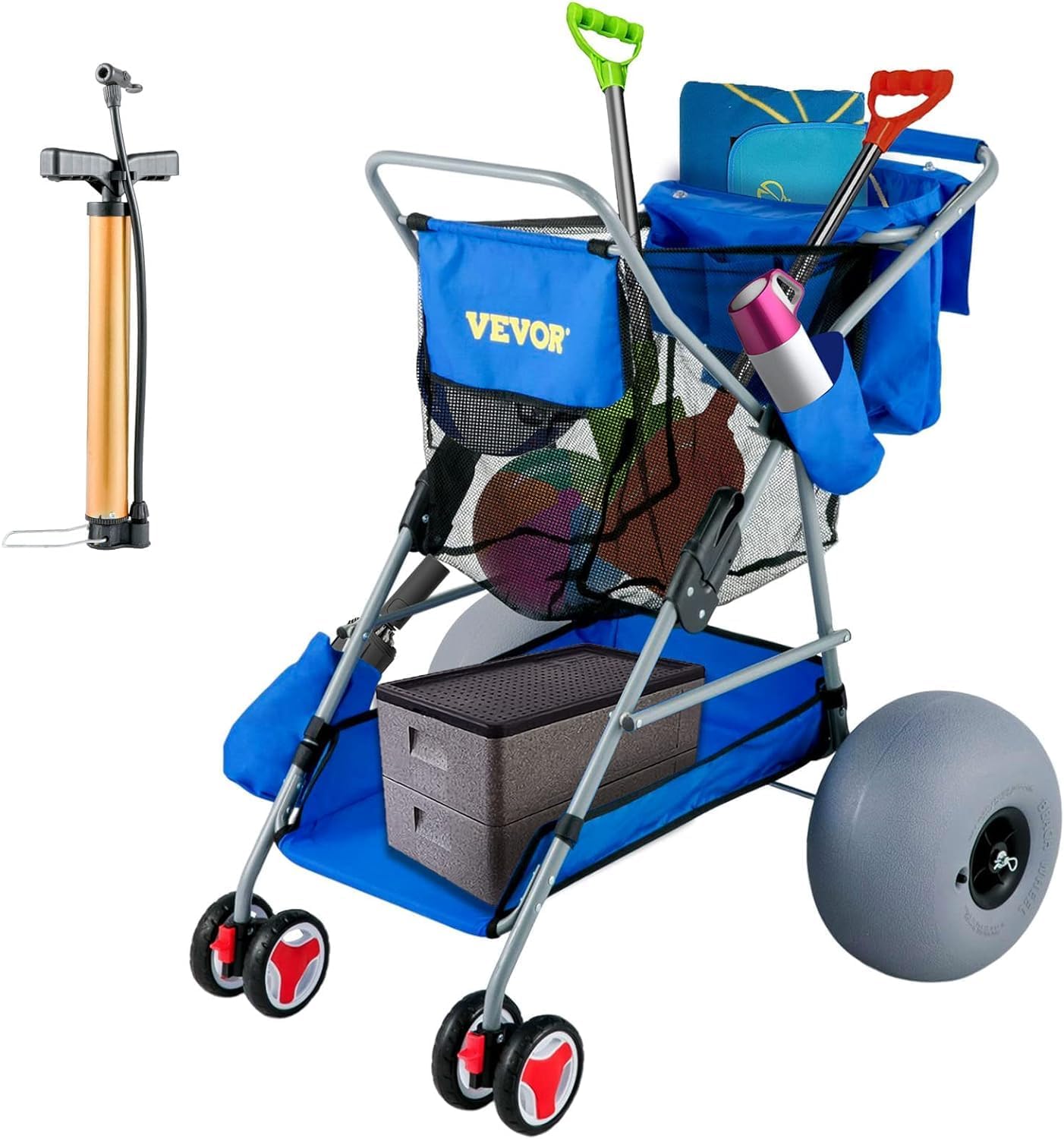 Amazon.com: VEVOR Beach Cart for Sand, Foldable Beach Wagon Carts with ...