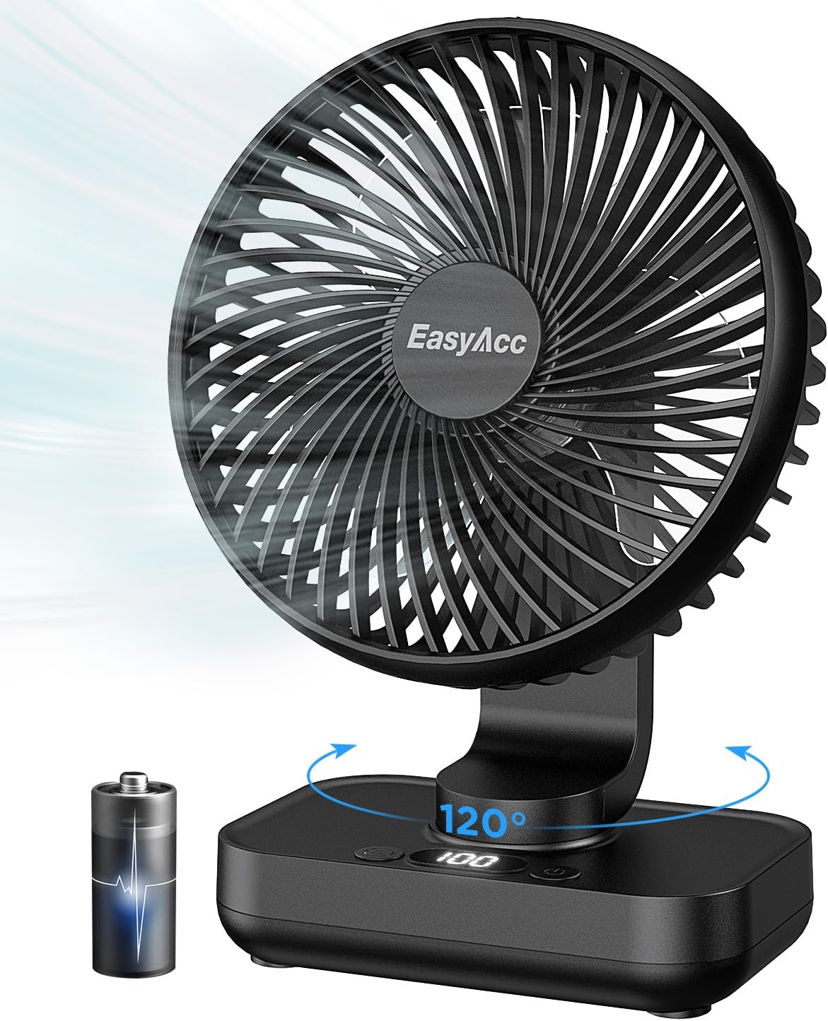 Amazon.com: EasyAcc Small Oscillating Fan - 4000mAh, 5-23 Working Time ...