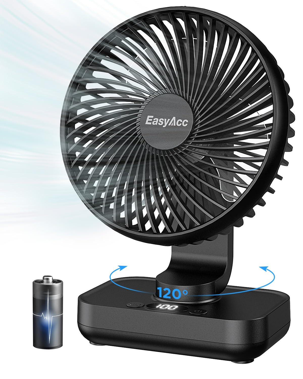 Amazon.com: EasyAcc Small Oscillating Fan 4000mAh, Battery Operated ...