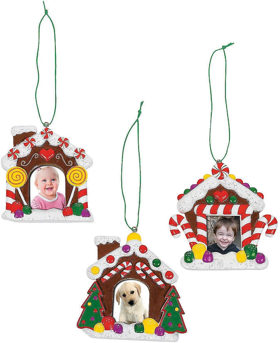 Amazon.com - Fun Express Resin Gingerbread House Photo Frame Ornaments ...