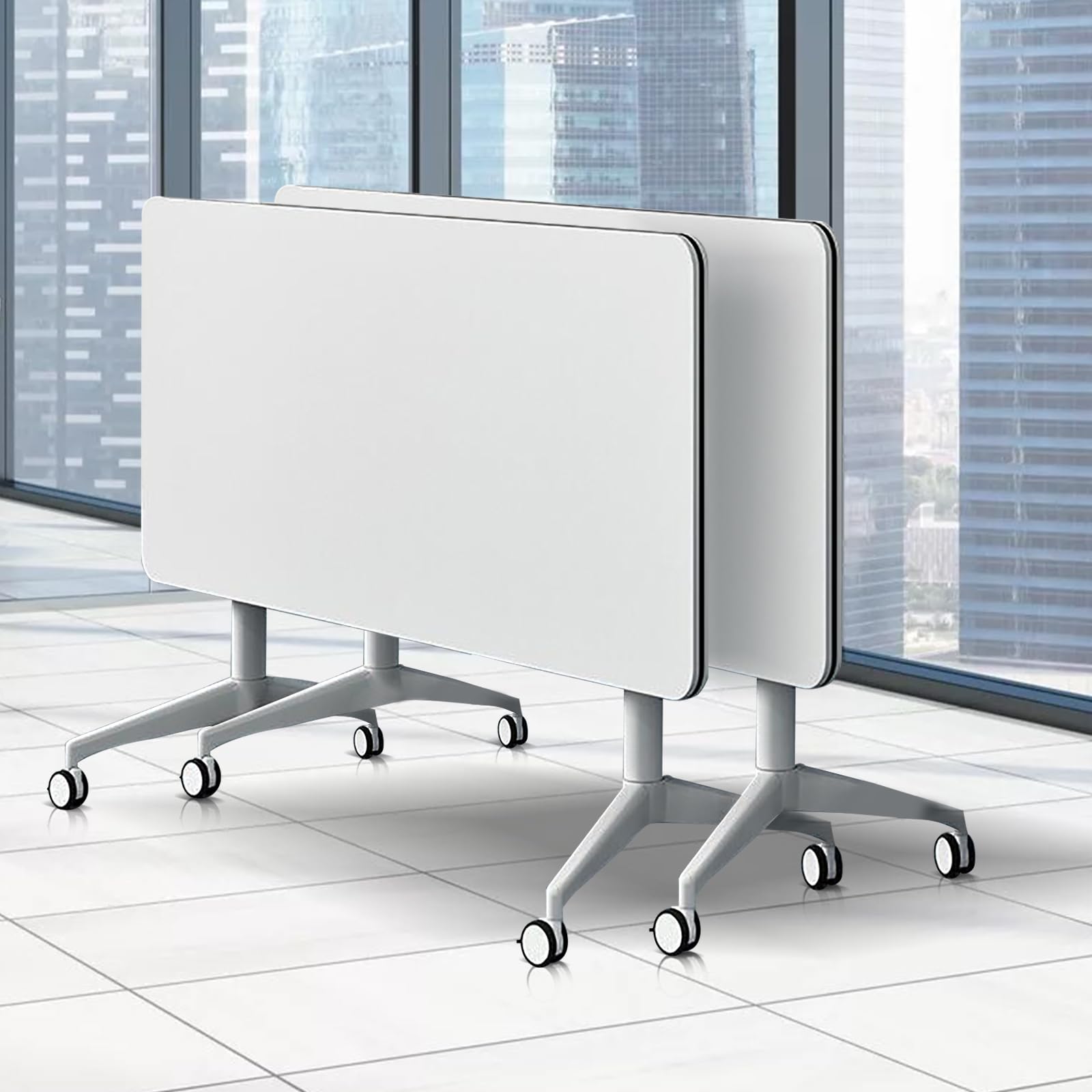 Amazon.com: Folding Conference Room Table,Modern White Meeting Table ...