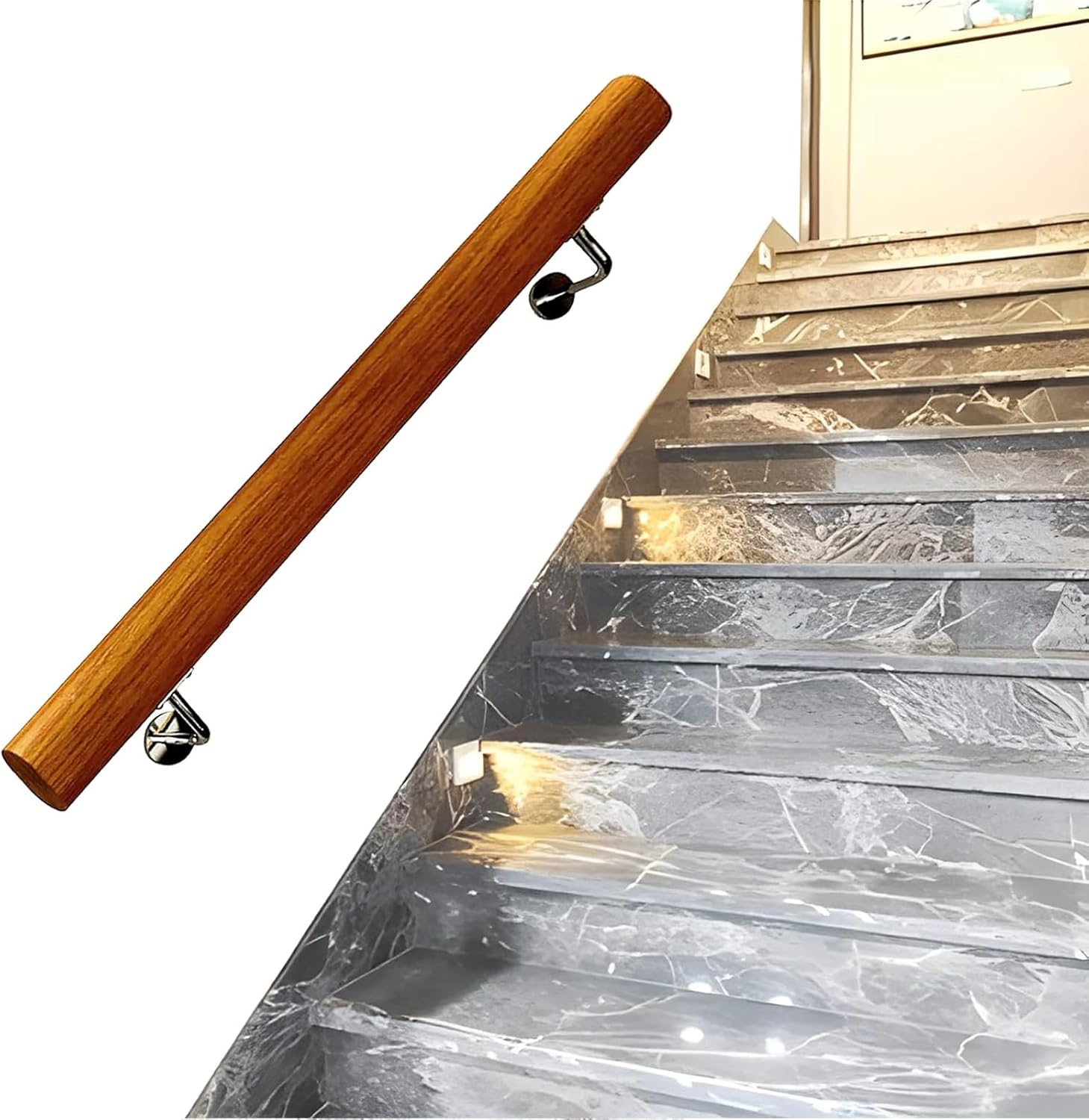 Amazon.com: Gaommini Wood Wall Staircase Handrails - Complete Set, 1ft ...
