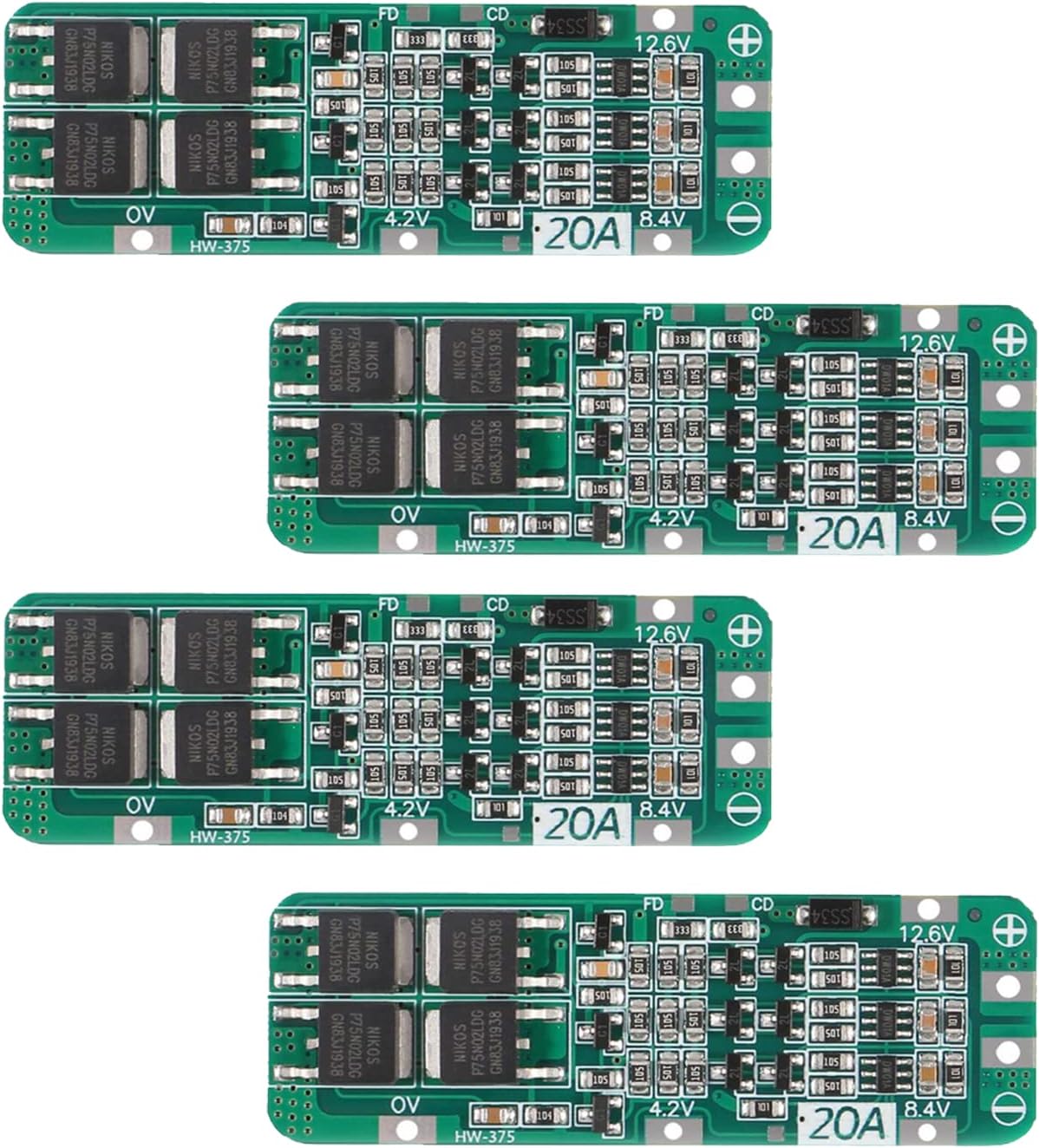 AEDIKO 4pcs 3S 20A BMS 18650 Li-ion Lithium Battery Charger Module BMS ...