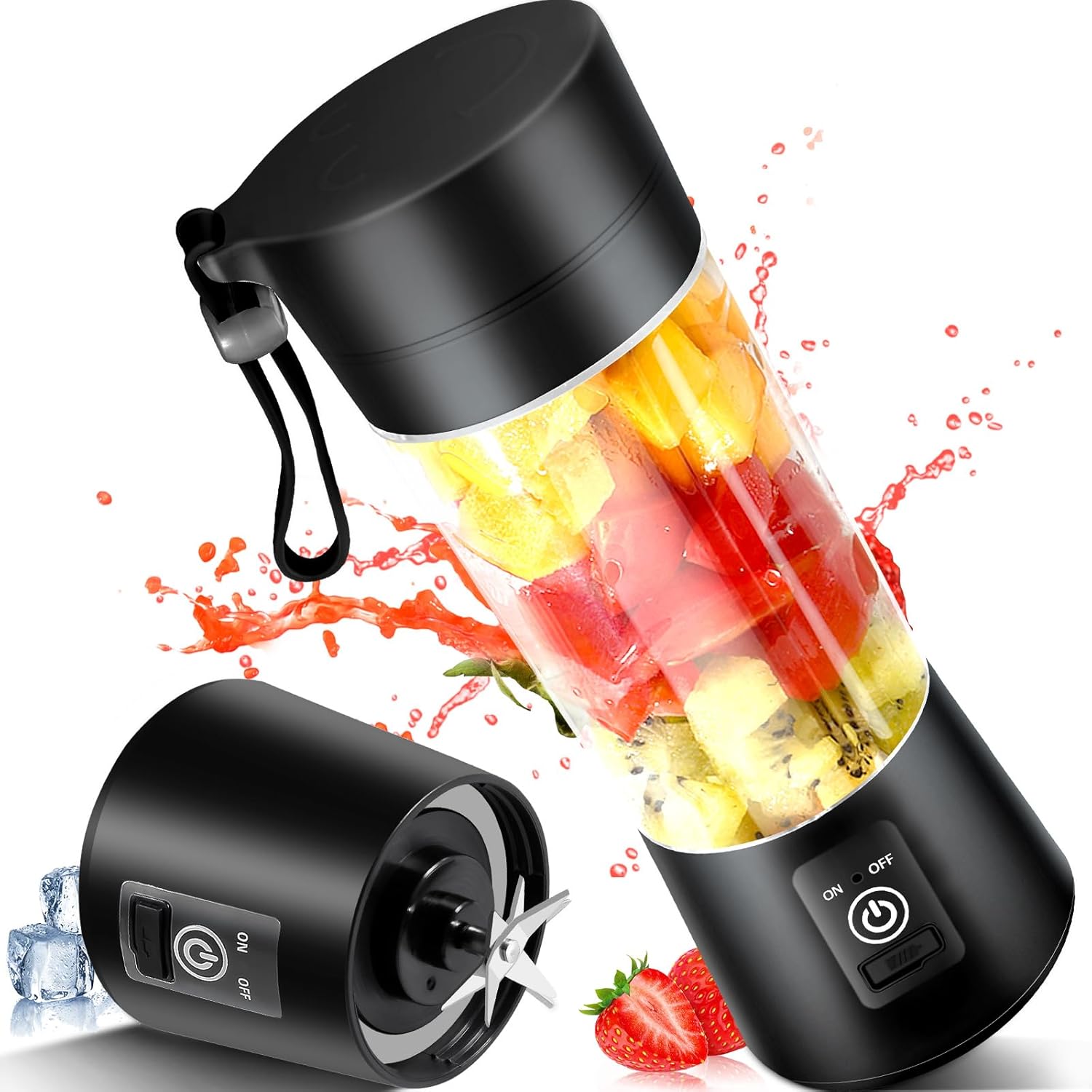 Portable Blender, 6 Blades & USB Rechargeable, 380ML Smoothie ...