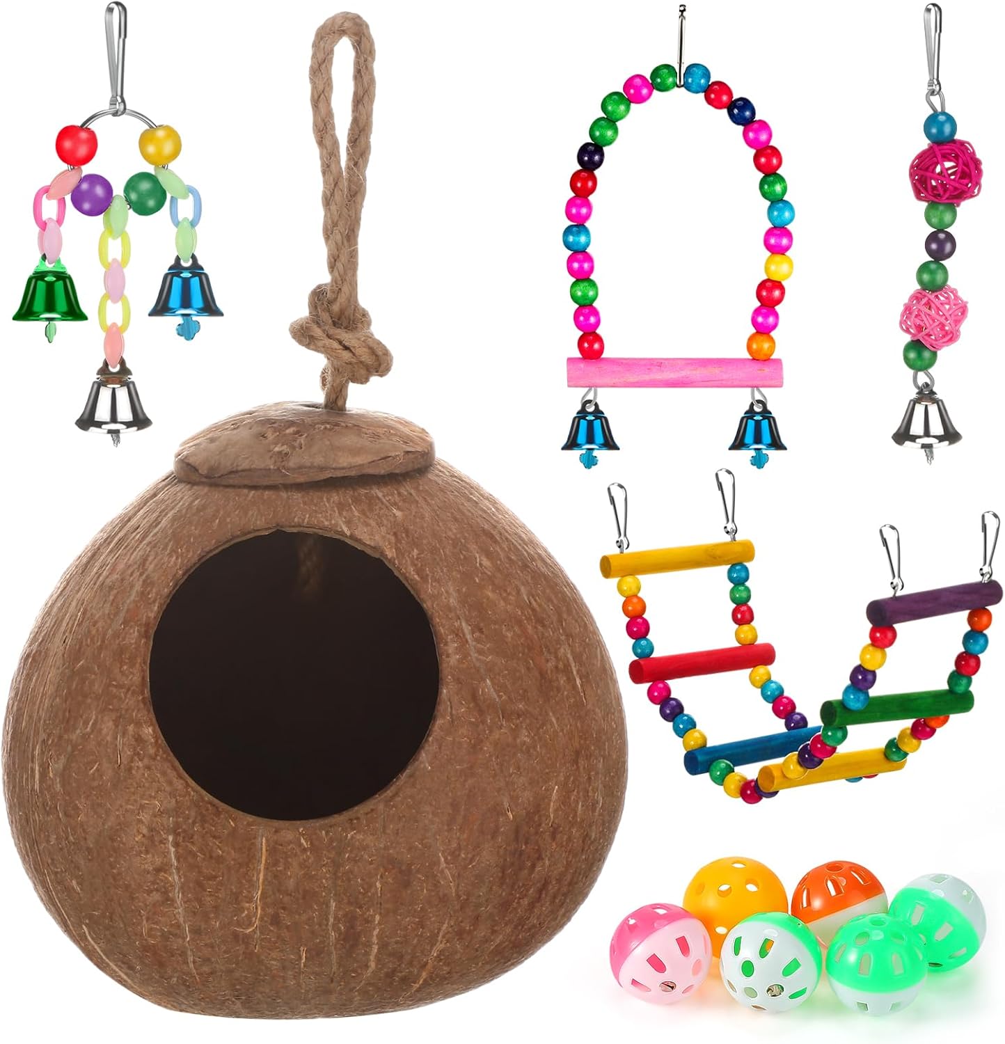 Amazon.com : Libima Coconut Parakeet Cage Nest Bird Parakeet Toys ...