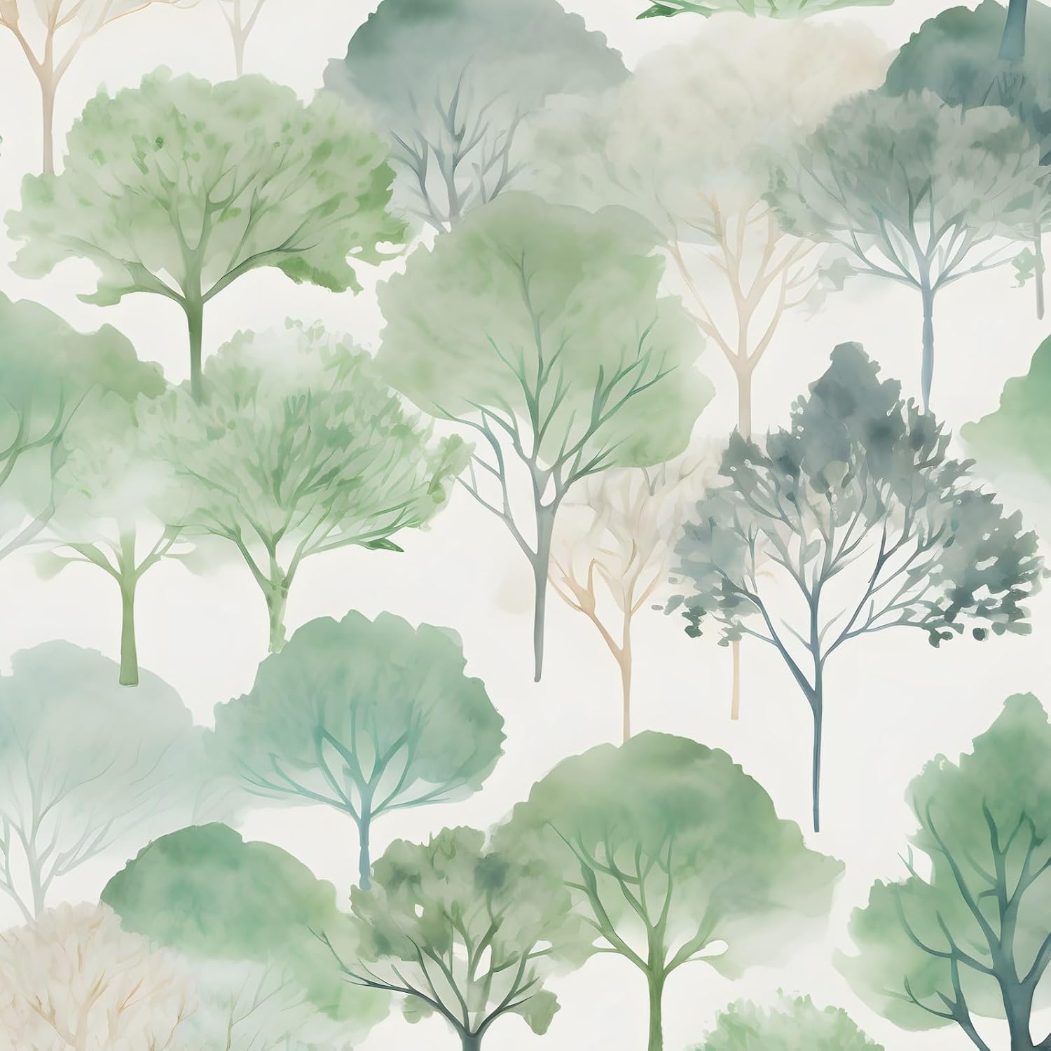 BOKEBEVE White Green Trees Contact Paper Boho Forest Peel and Stick ...