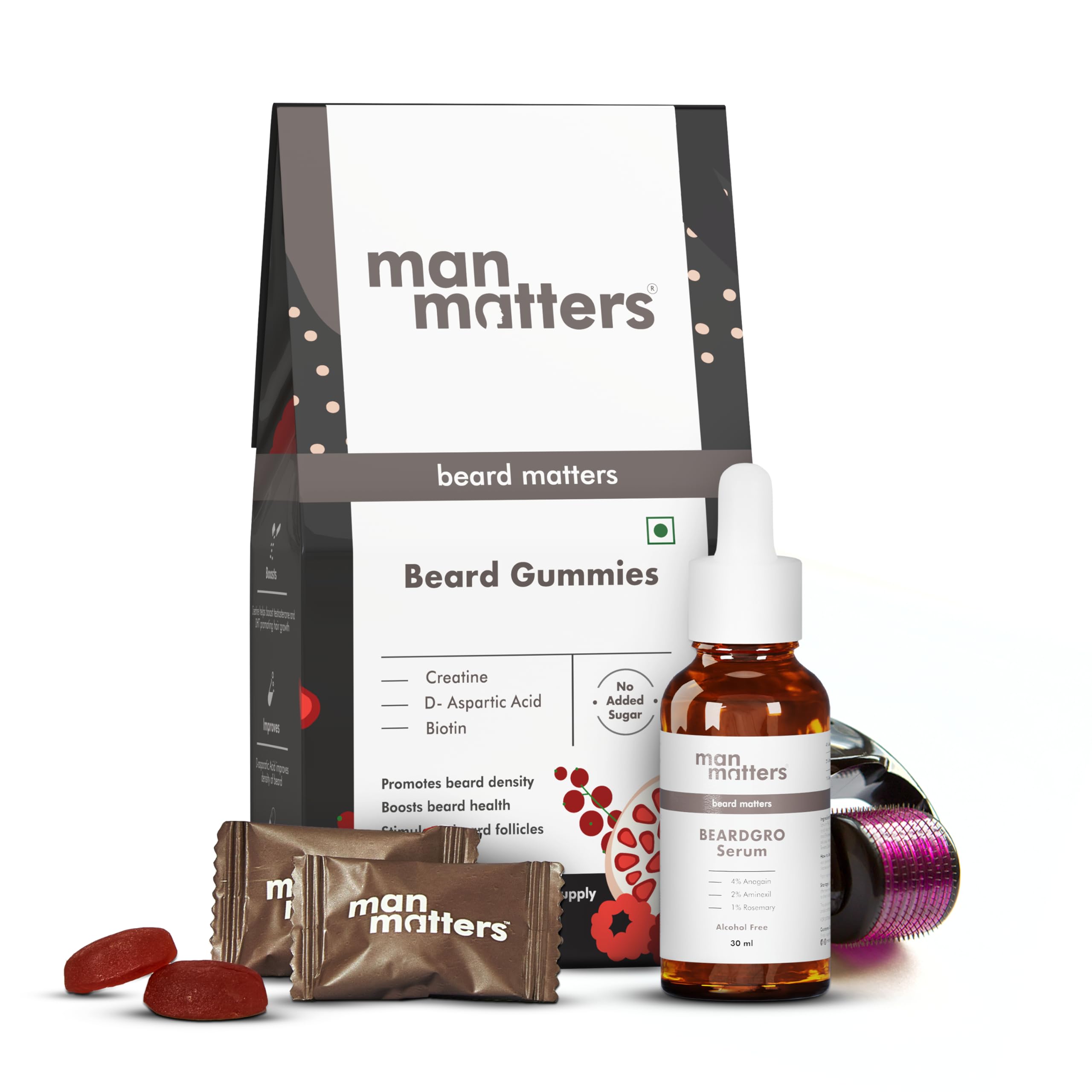 Man Matters Ultimate Beard Growth Kit With Beard Serum, Beard Gummies ...